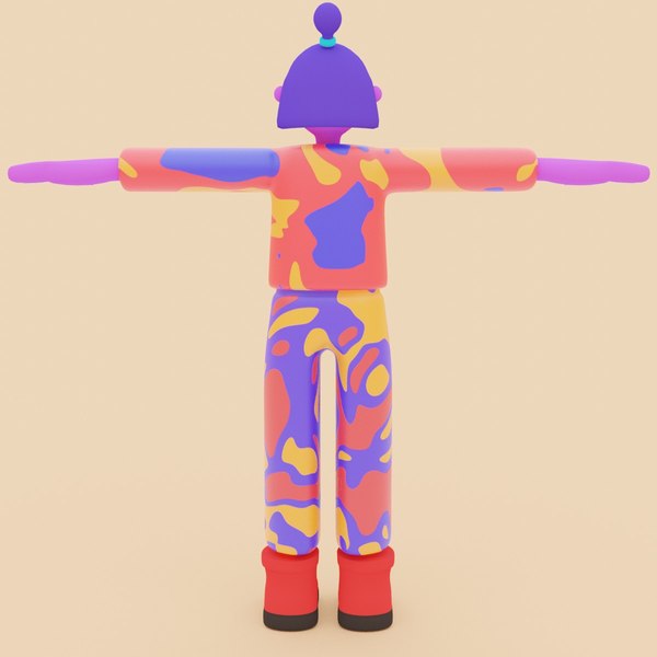 Colorful fancy girl cartoon character 3D model - TurboSquid 1716773