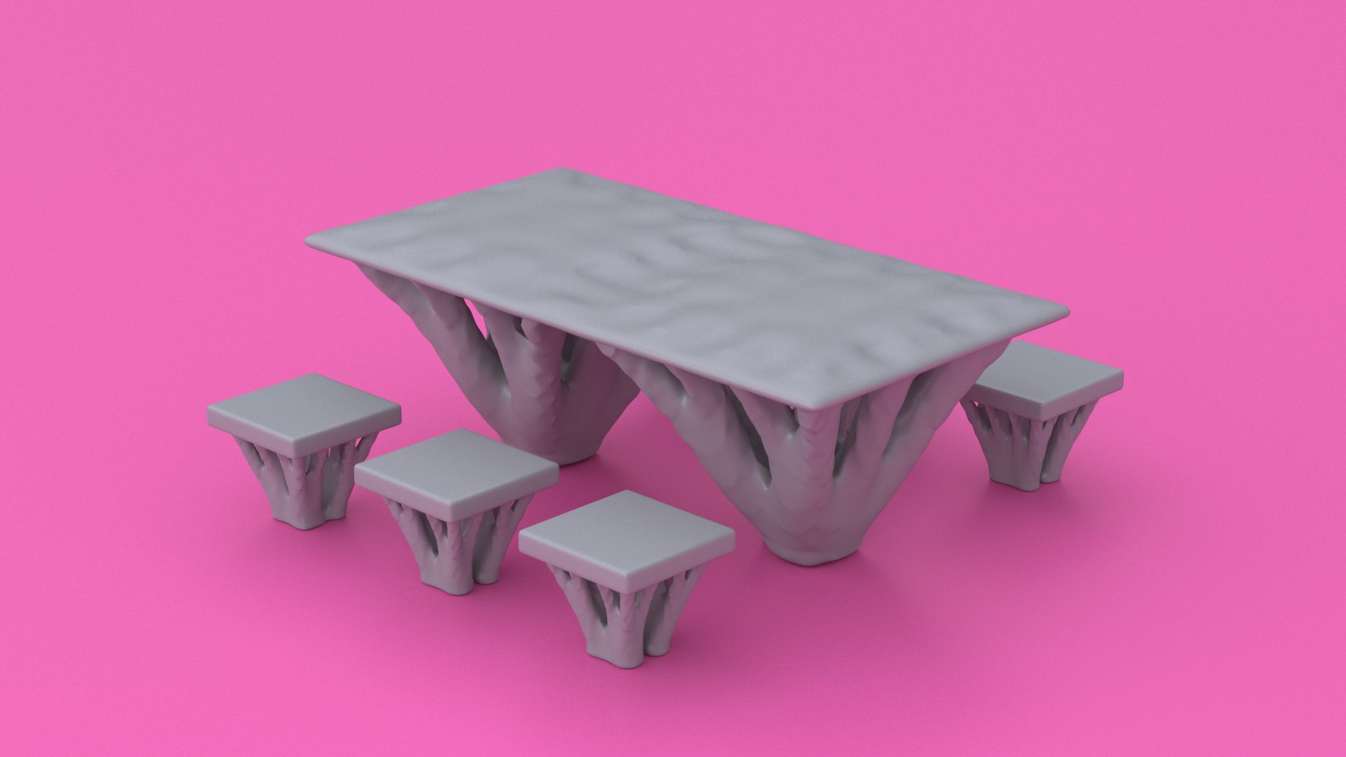 3D Model Organic Dinning Table Set - TurboSquid 2250931