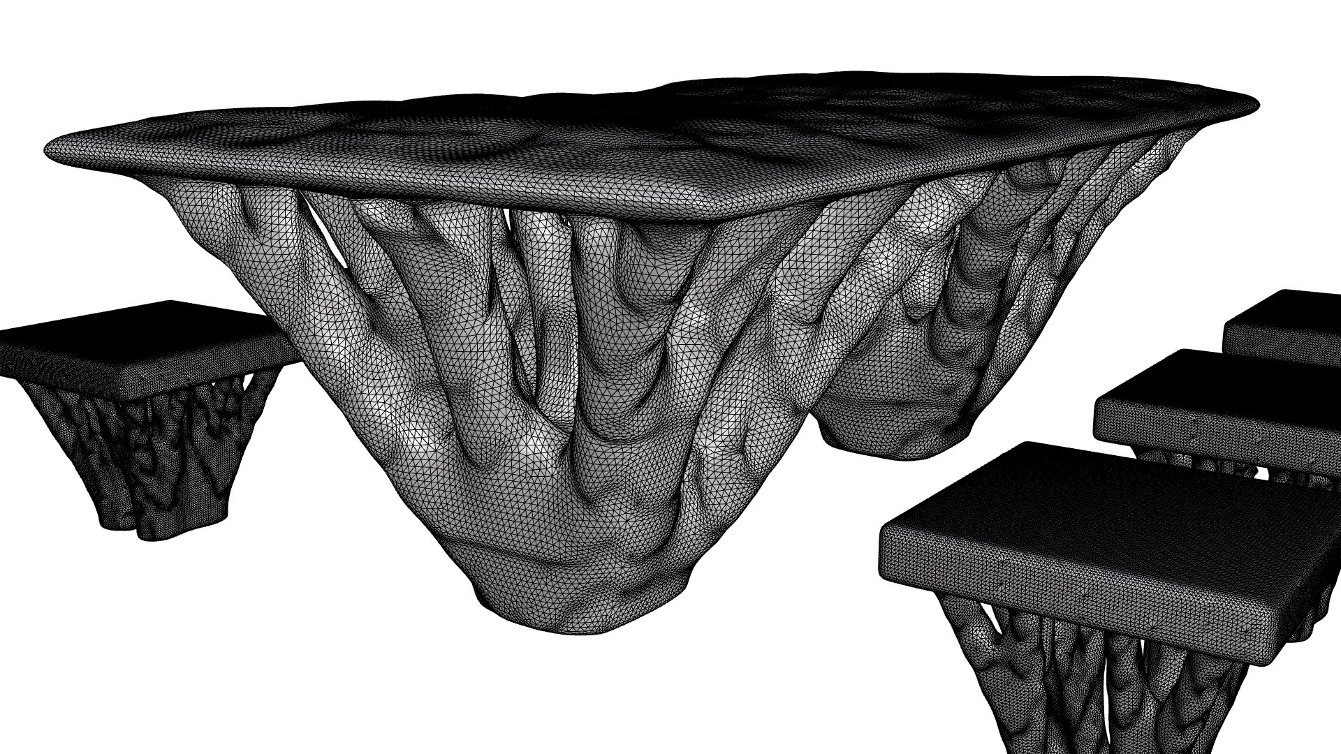 3D Model Organic Dinning Table Set - TurboSquid 2250931