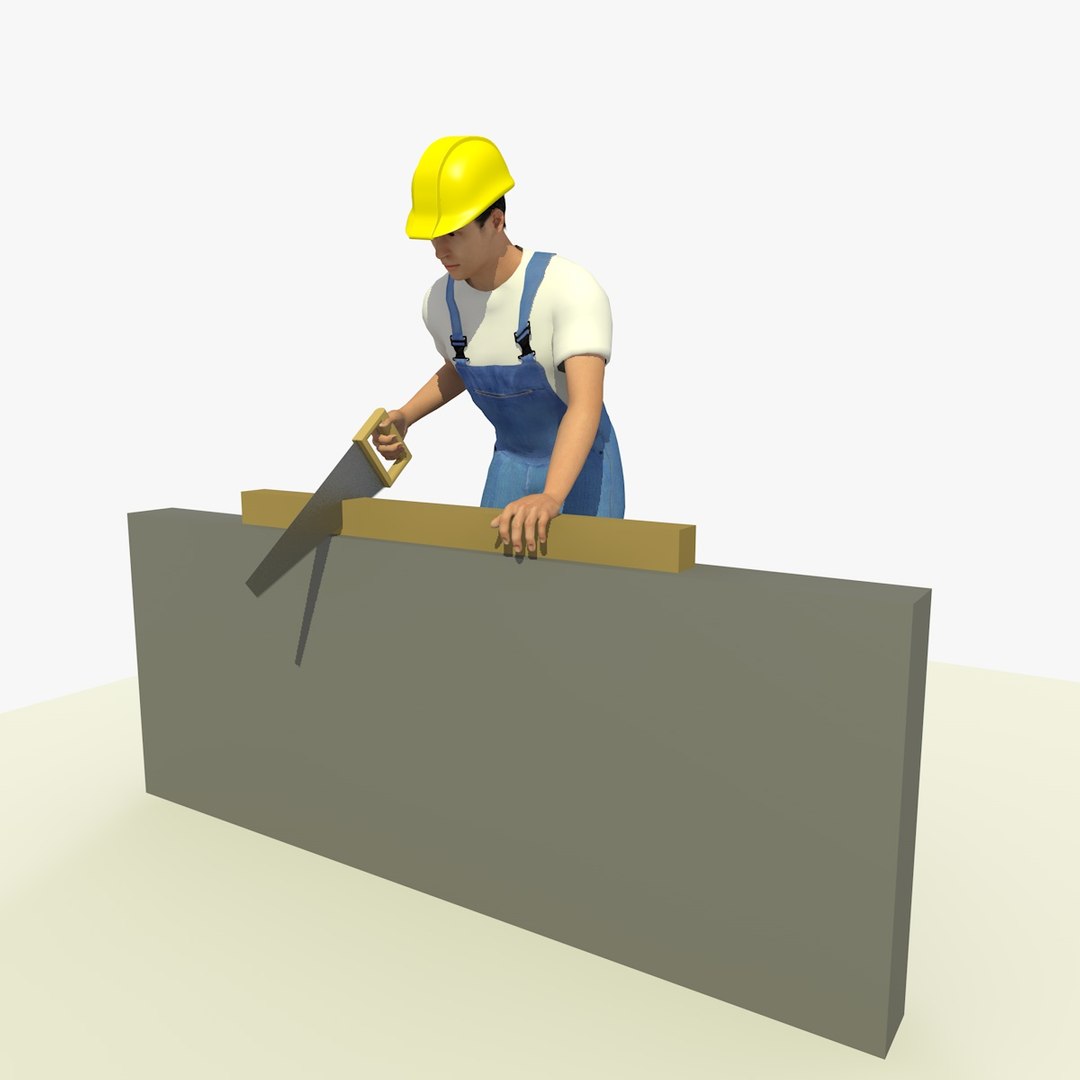 3D ANIMATED CONSTRUCTION WORKER USING SAW STANDING - TurboSquid 1975548