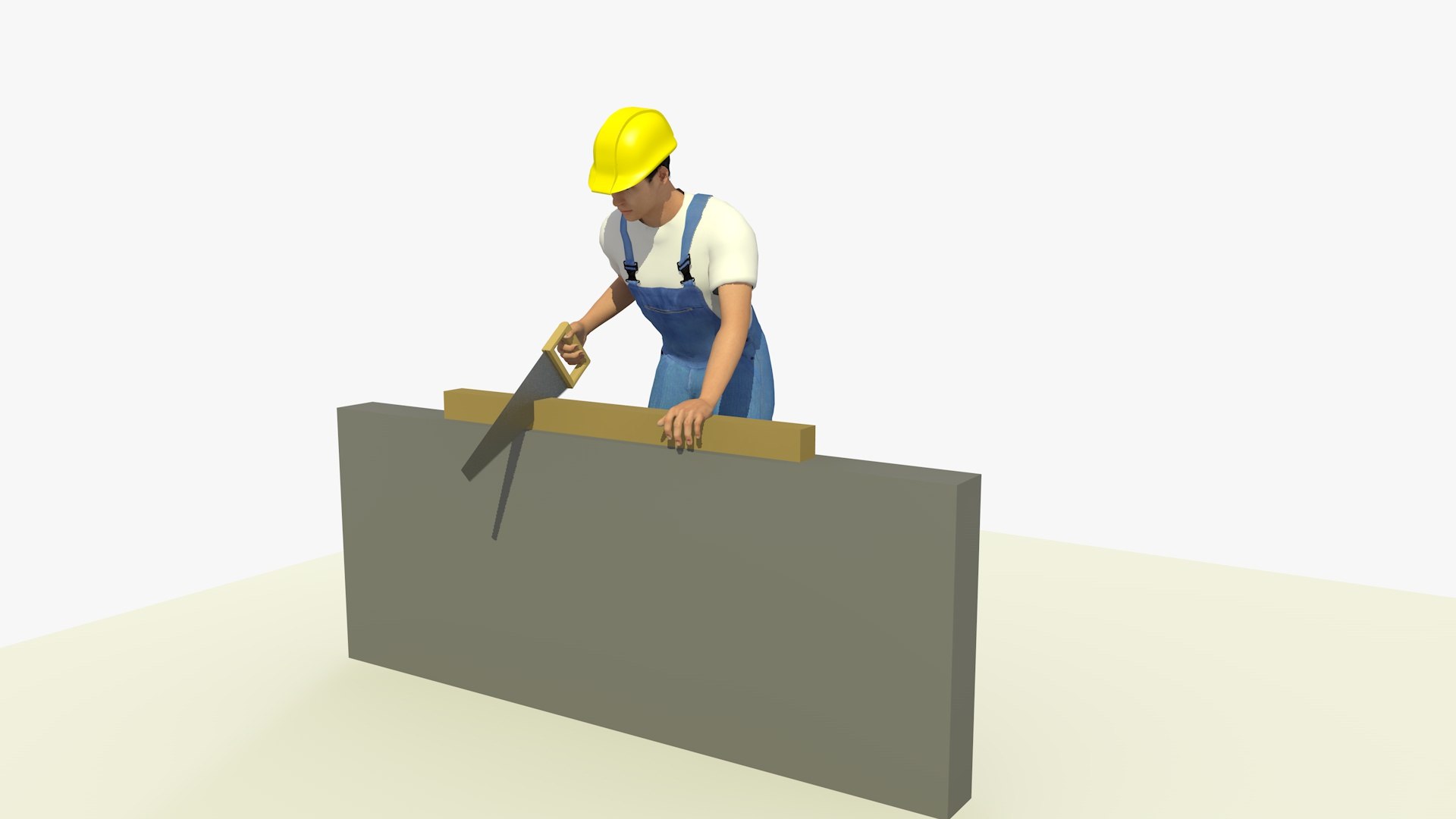 3D ANIMATED CONSTRUCTION WORKER USING SAW STANDING - TurboSquid 1975548