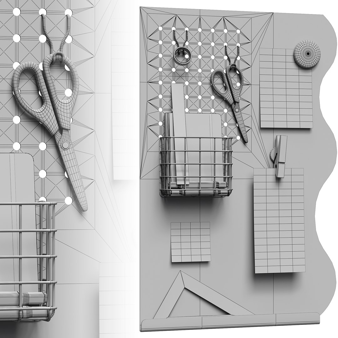 3D Wall Set The Memo Board - TurboSquid 1898184