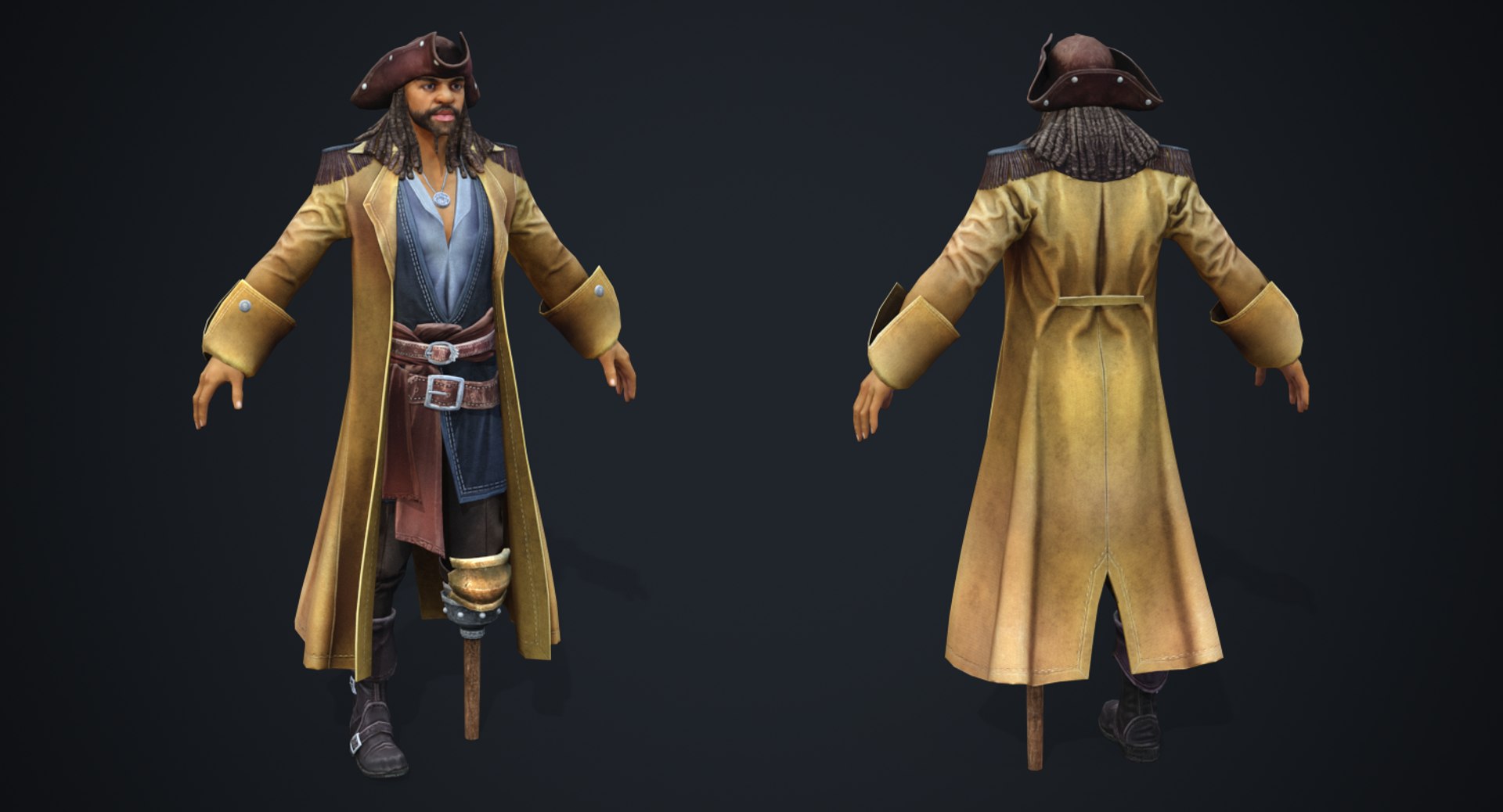 Real-time Rigged Yellow Captain Model - TurboSquid 1244581