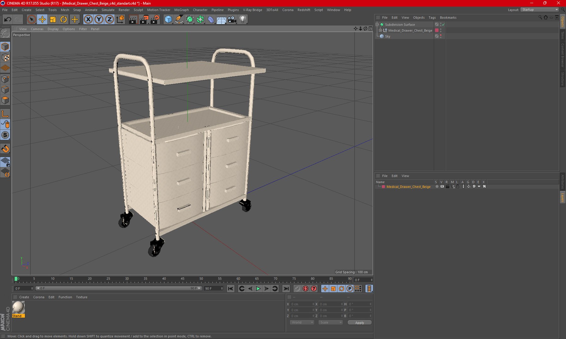 3D Medical Drawer Chest Beige model - TurboSquid 2065212