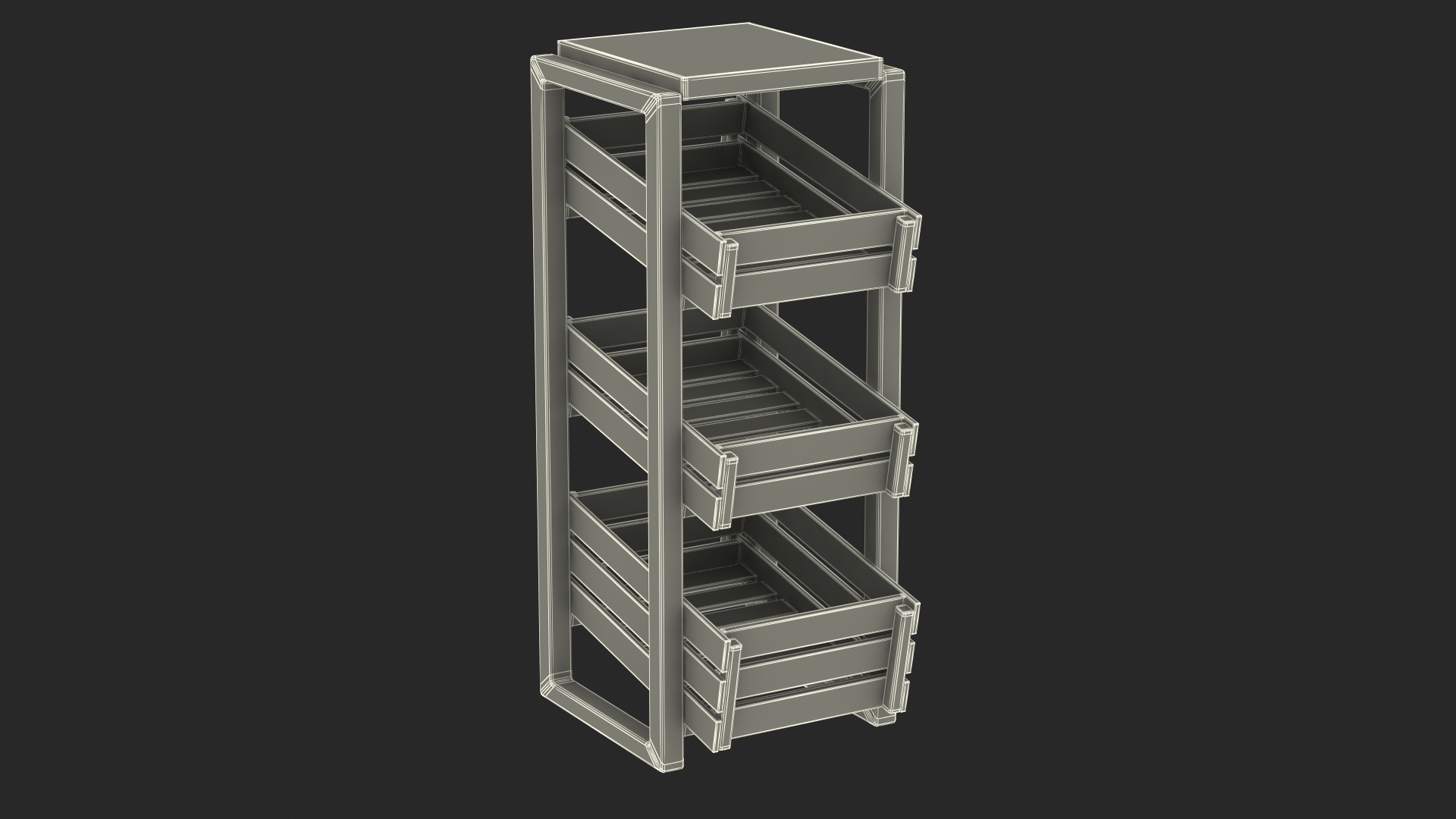 Wooden Vegetable Rack With Drawers White 3D Model - TurboSquid 1912702