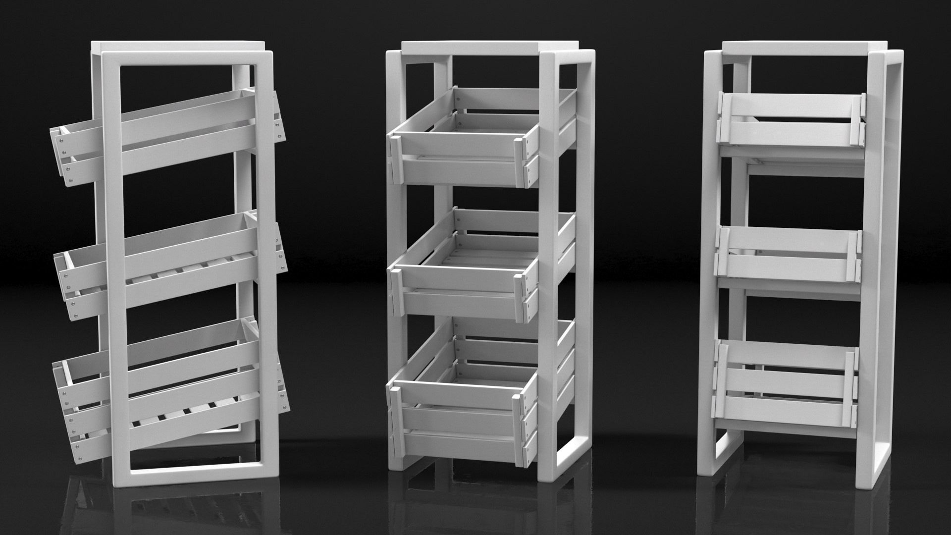 Wooden Vegetable Rack With Drawers White 3D Model - TurboSquid 1912702