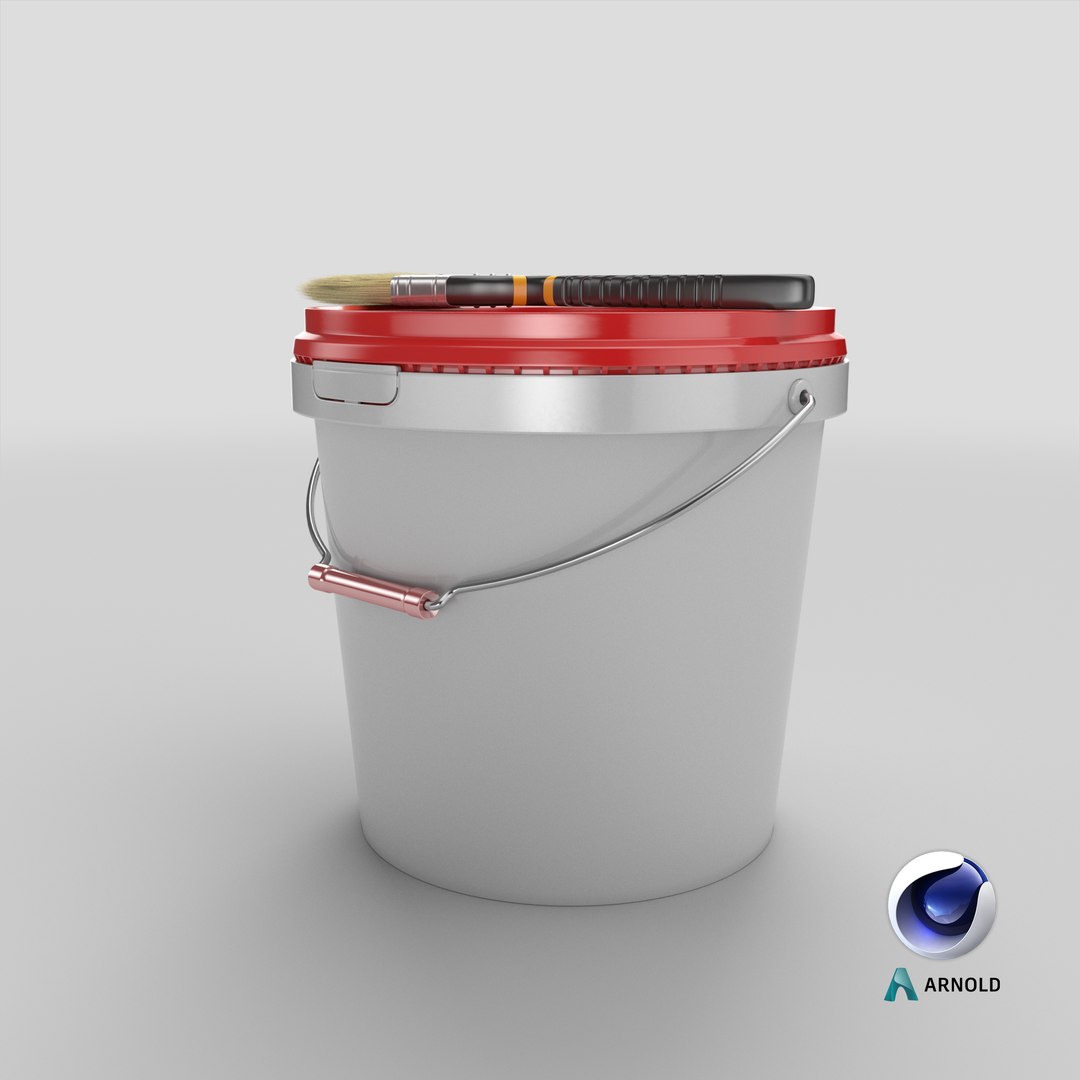 Detailed Paint Bucket With Brush 3D - TurboSquid 2085378