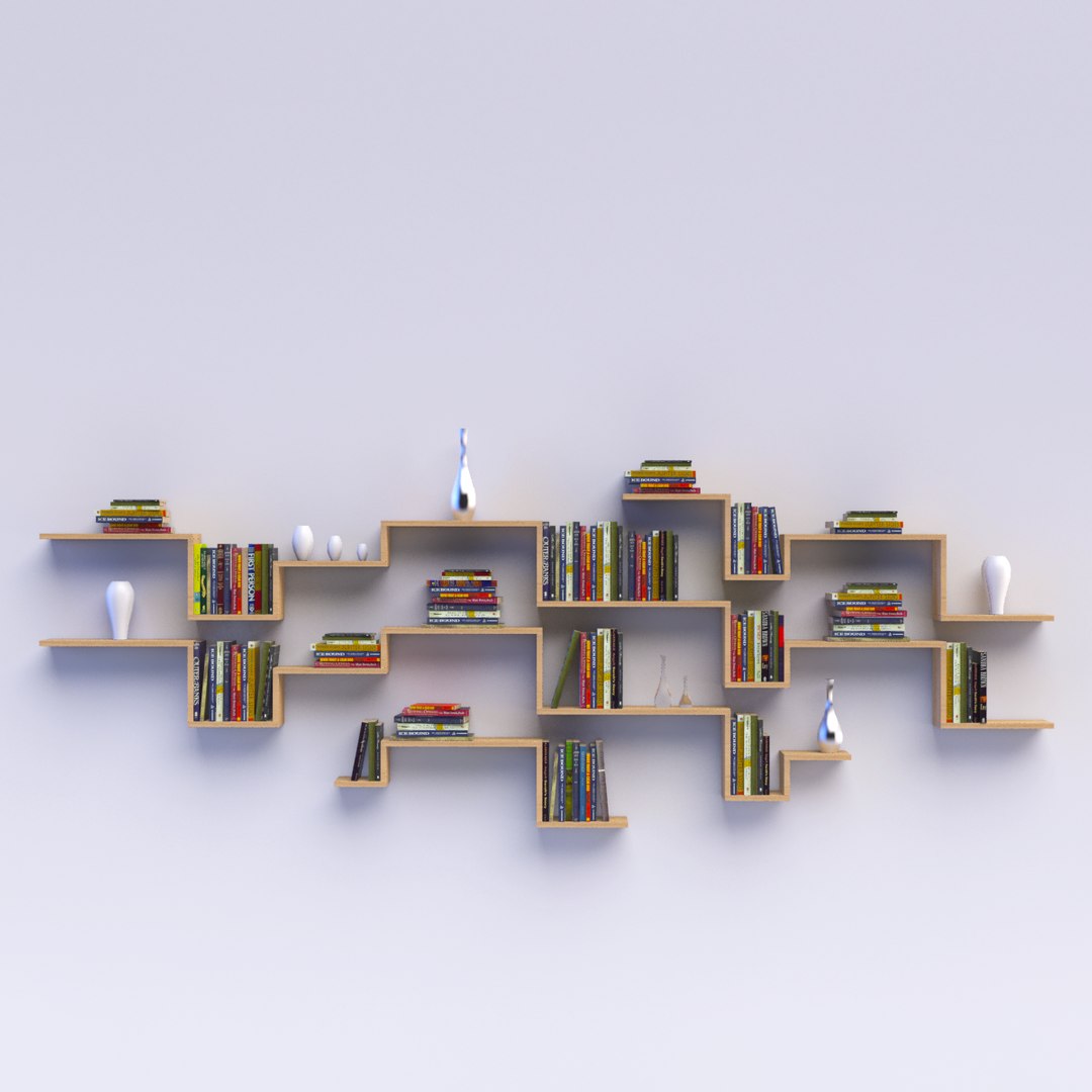 3d model bookshelf books