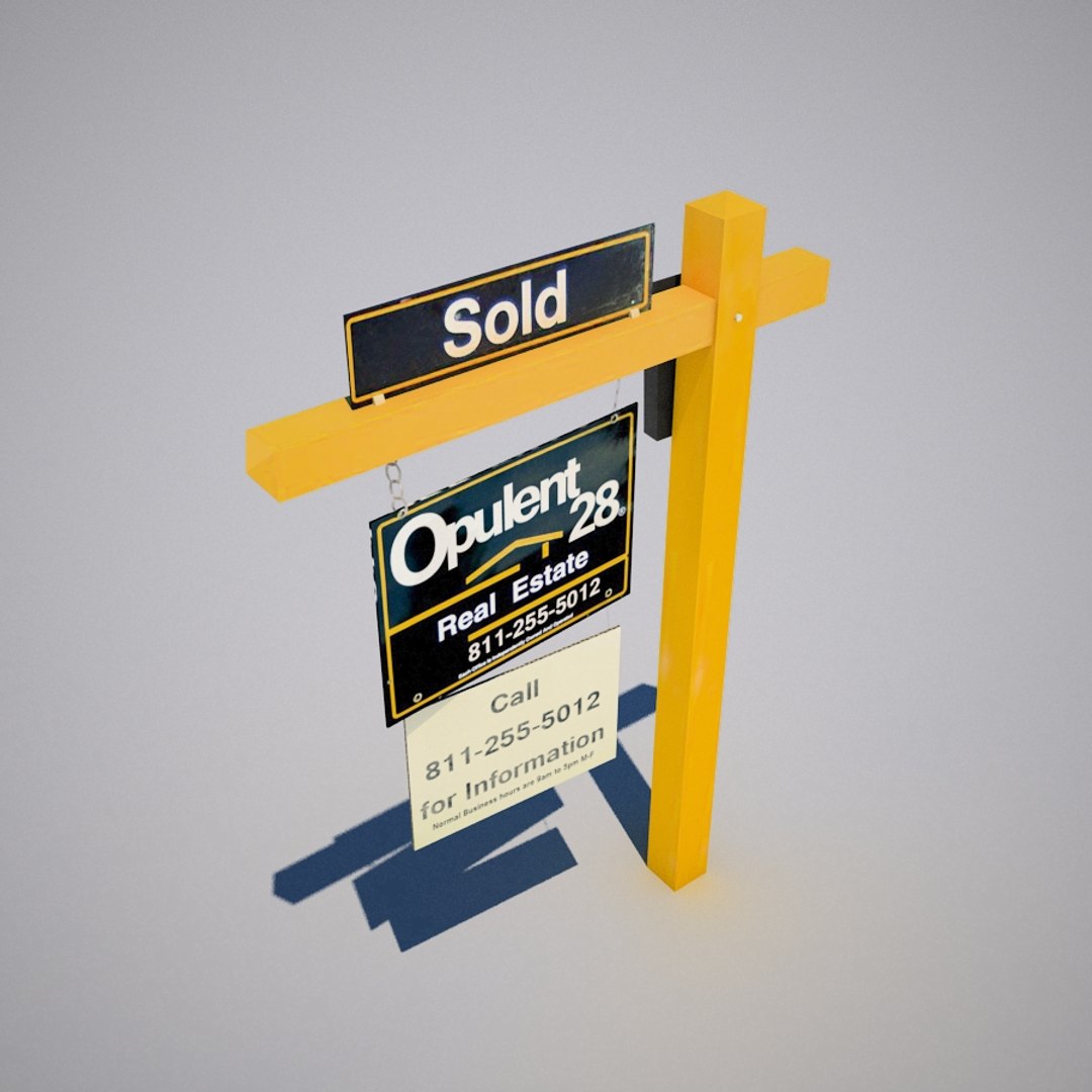 3d Model Of Real Estate Yard Sign