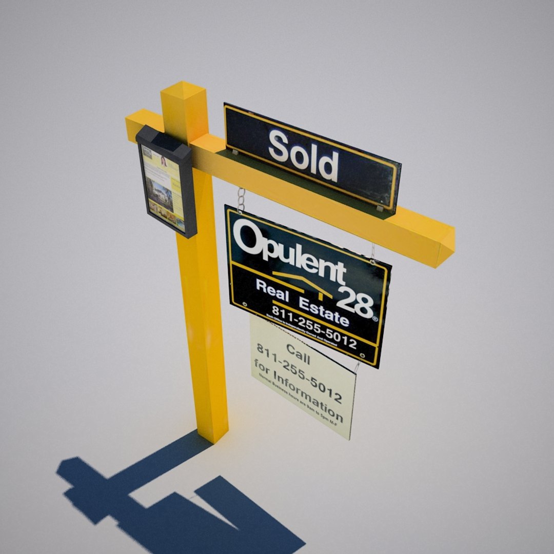 3d Model Of Real Estate Yard Sign