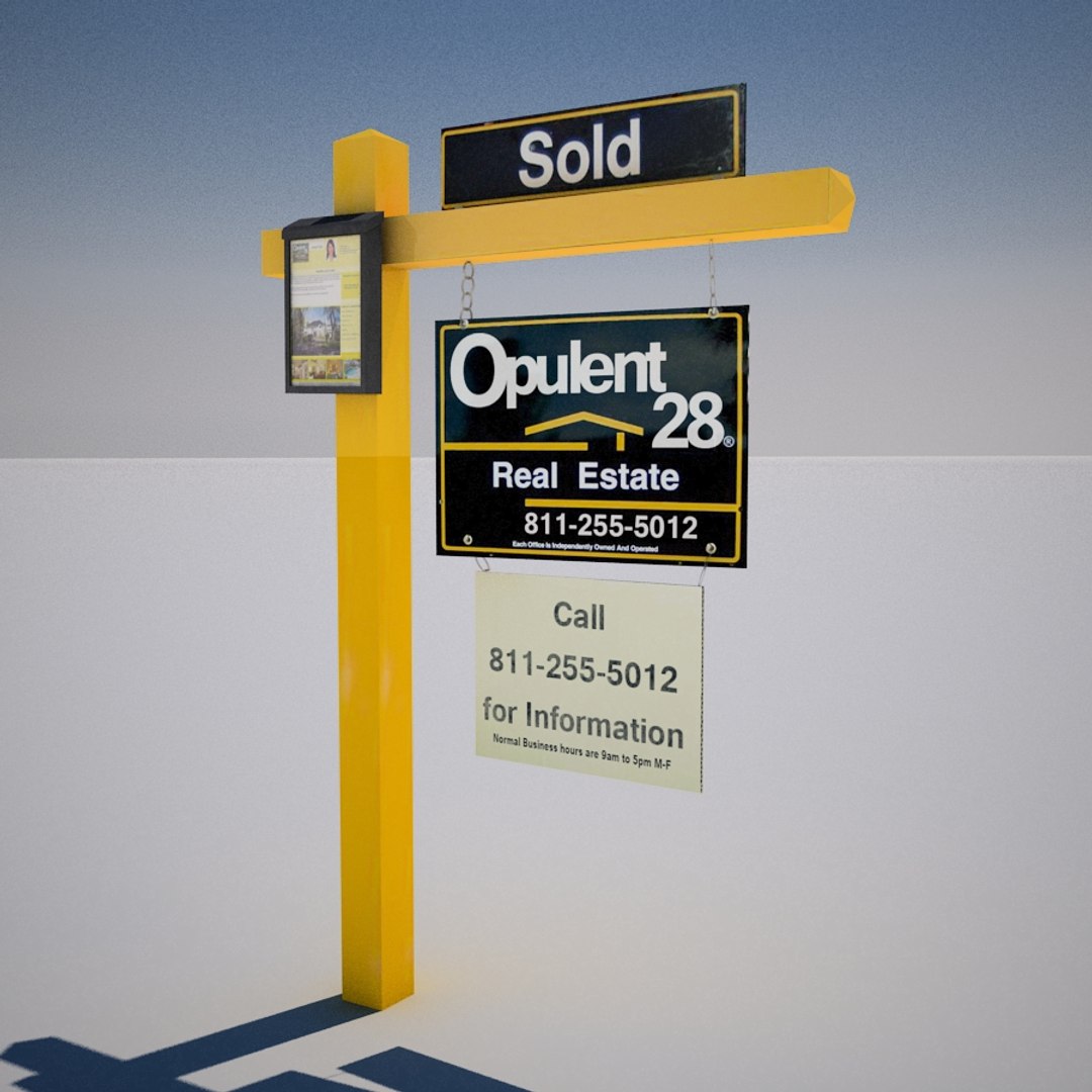 3d Model Of Real Estate Yard Sign