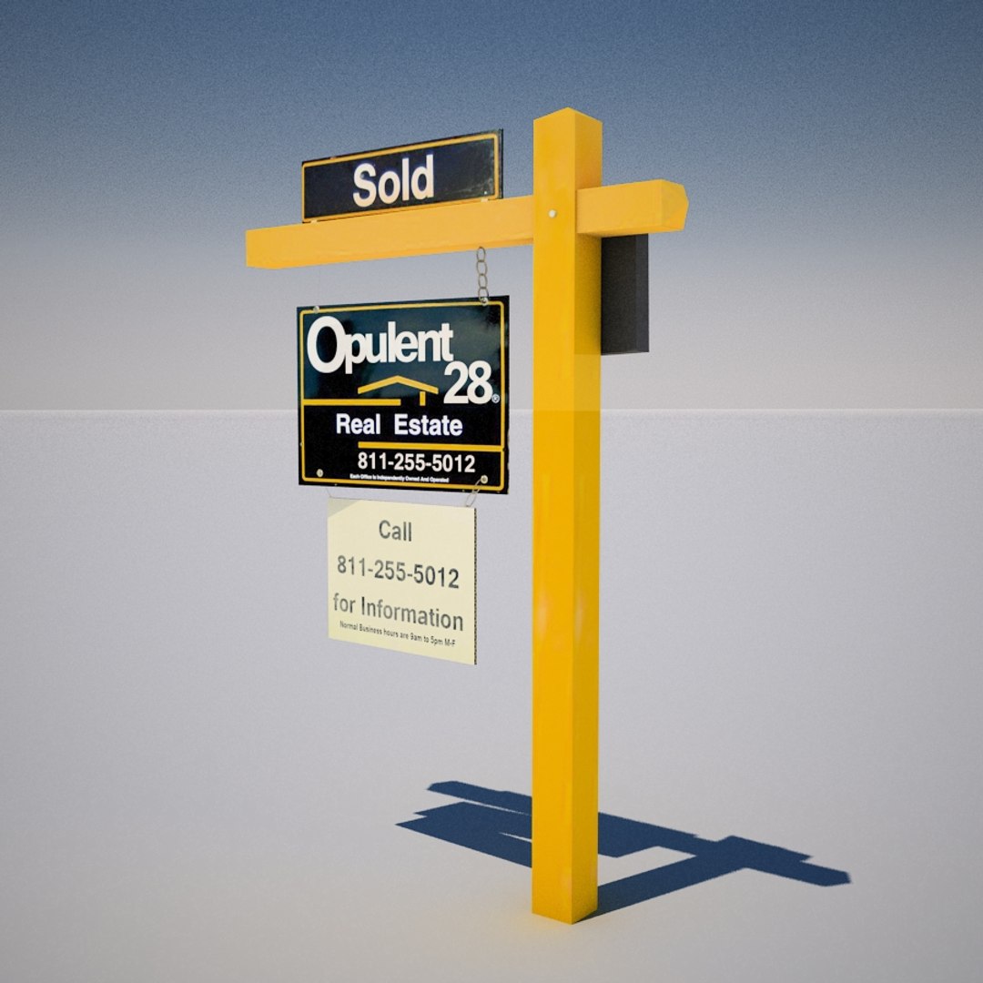 3d Model Of Real Estate Yard Sign