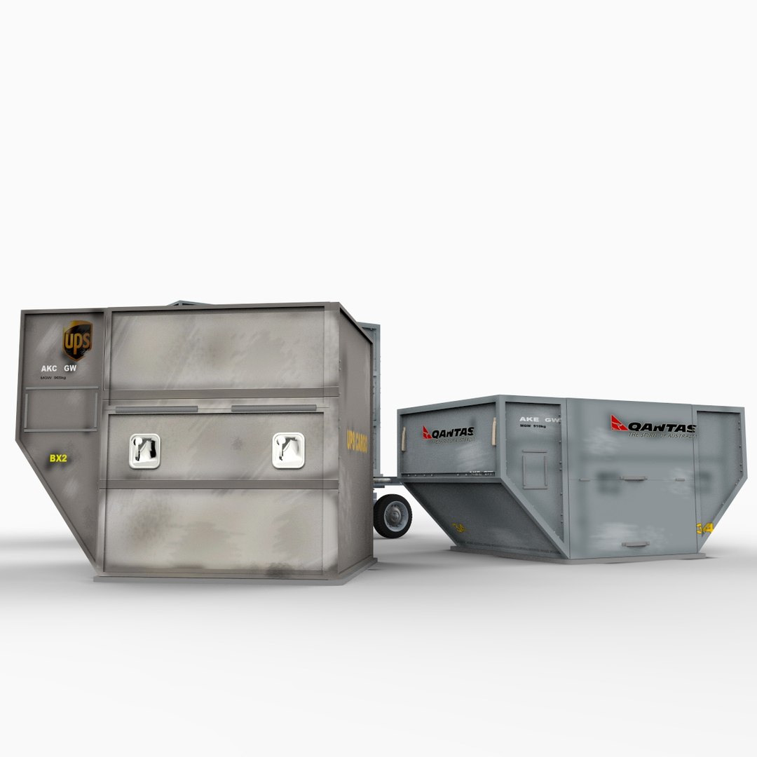 3d Model Airline Containers Trolley Load
