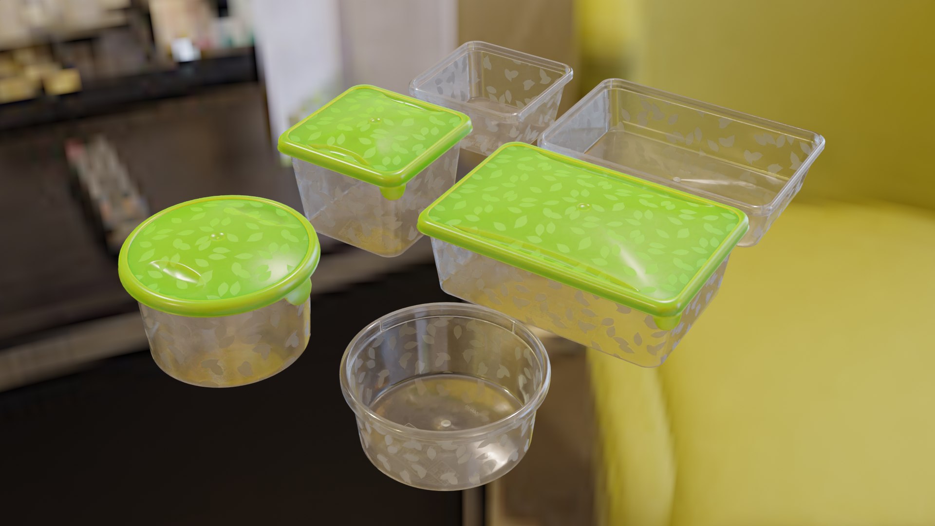 Green Tupperware with Leaf Pattern 3D model - TurboSquid 1965227