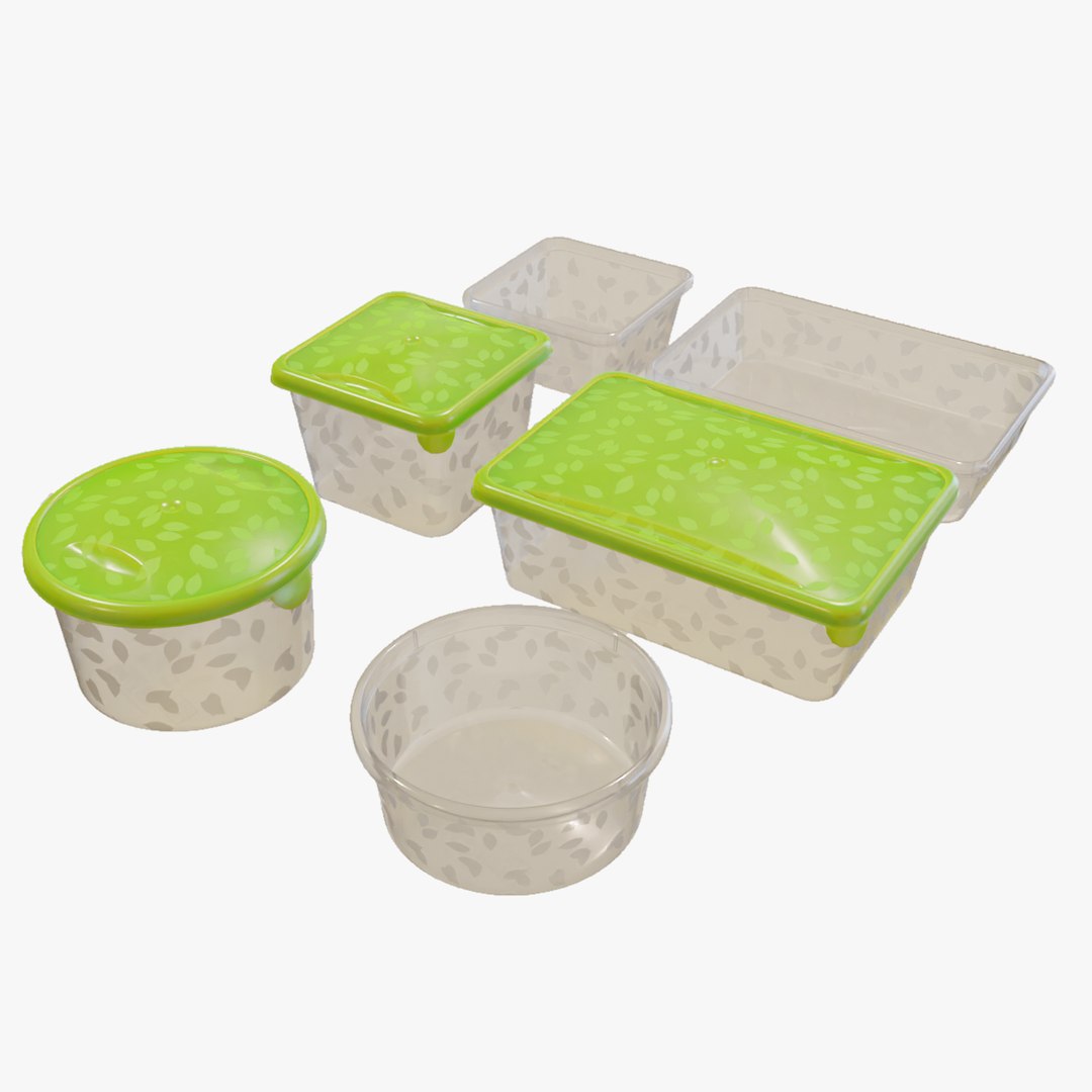 Green Tupperware with Leaf Pattern 3D model - TurboSquid 1965227