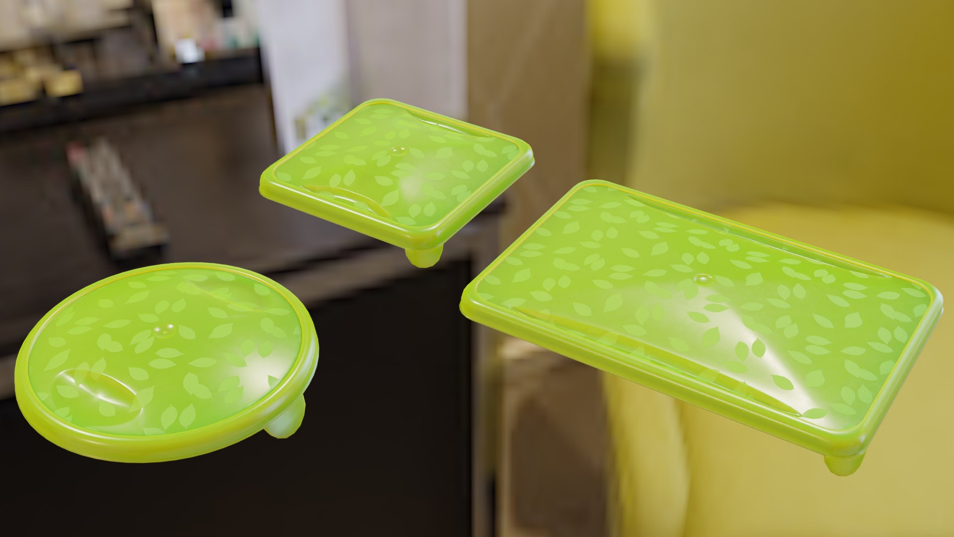 Green Tupperware with Leaf Pattern 3D model - TurboSquid 1965227