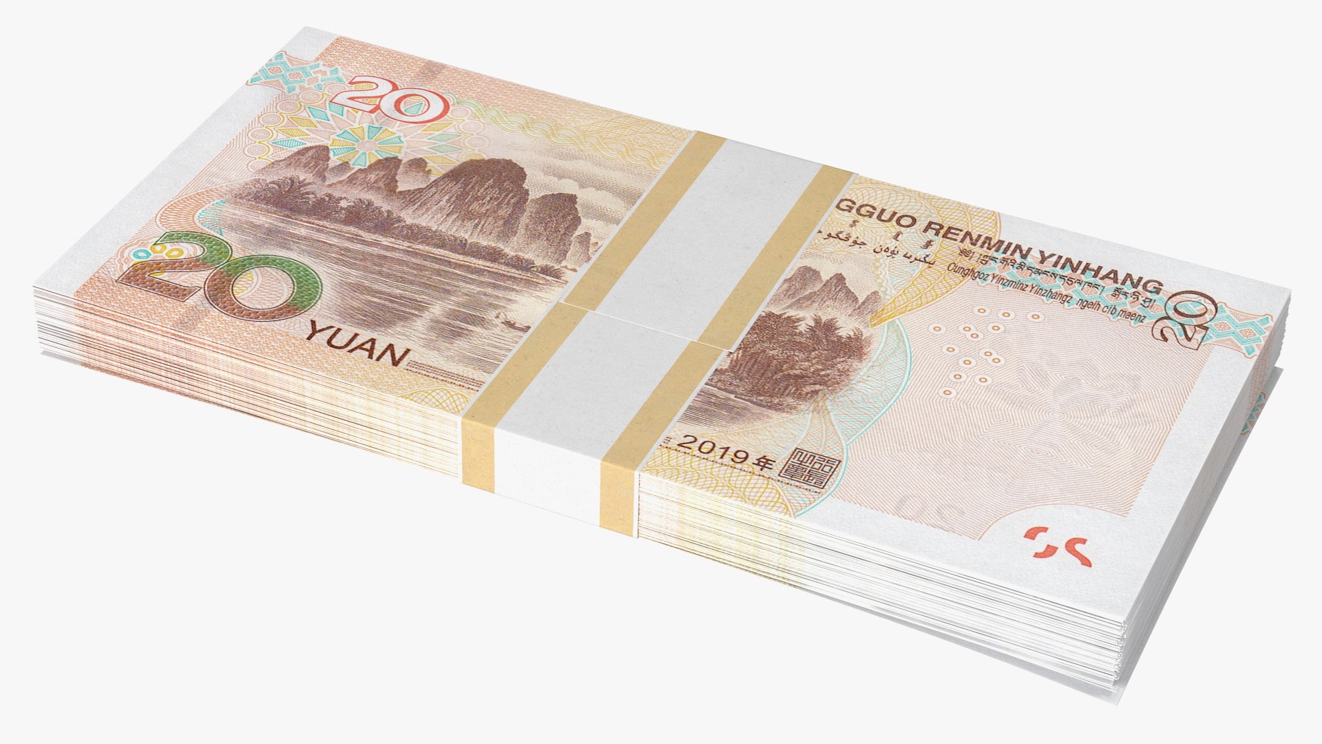 3D Pack of Chinese 20 Yuan 2019 Banknotes model - TurboSquid 1745465