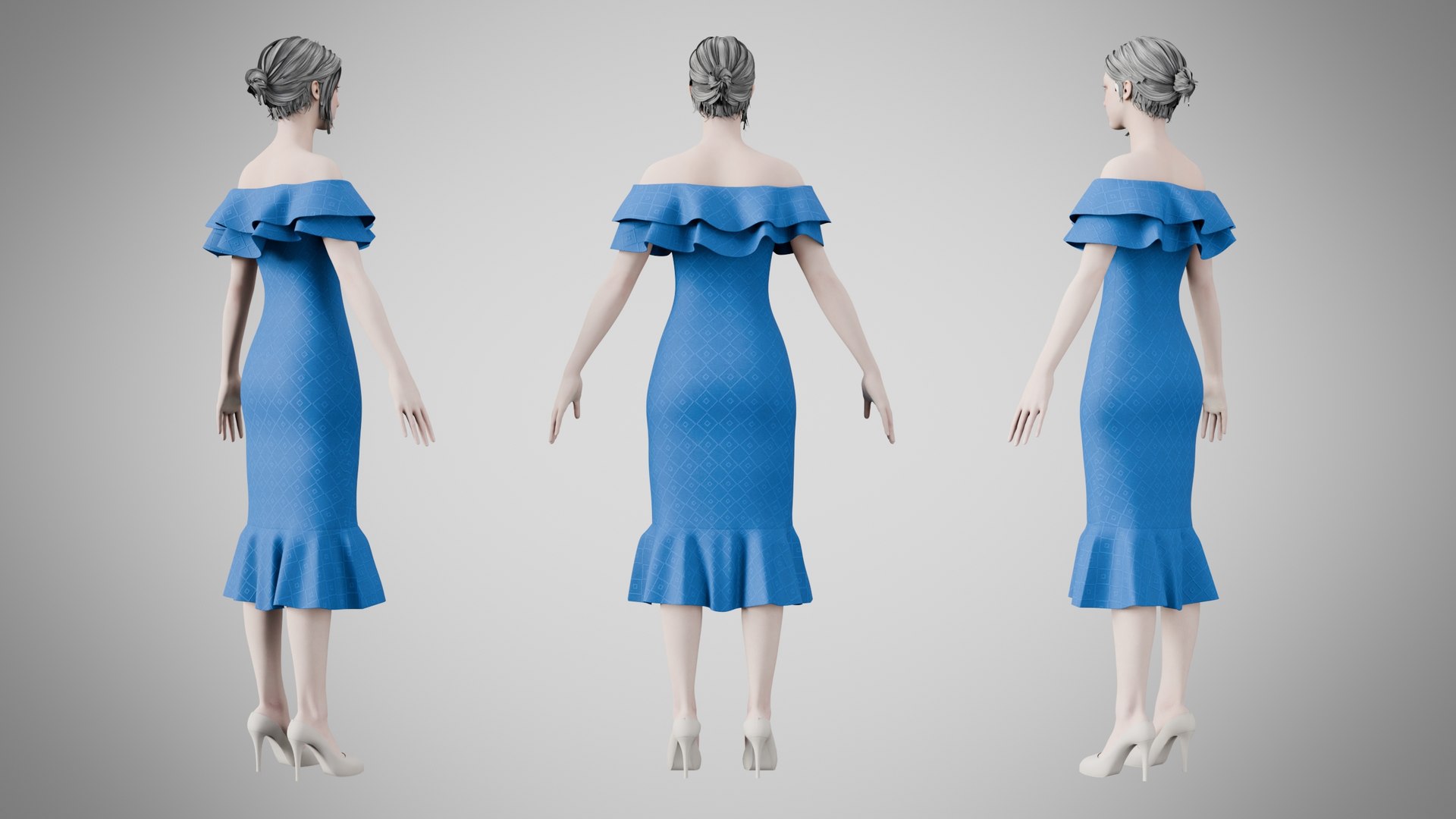 Dress 17 Blue 3D Model - TurboSquid 2461265