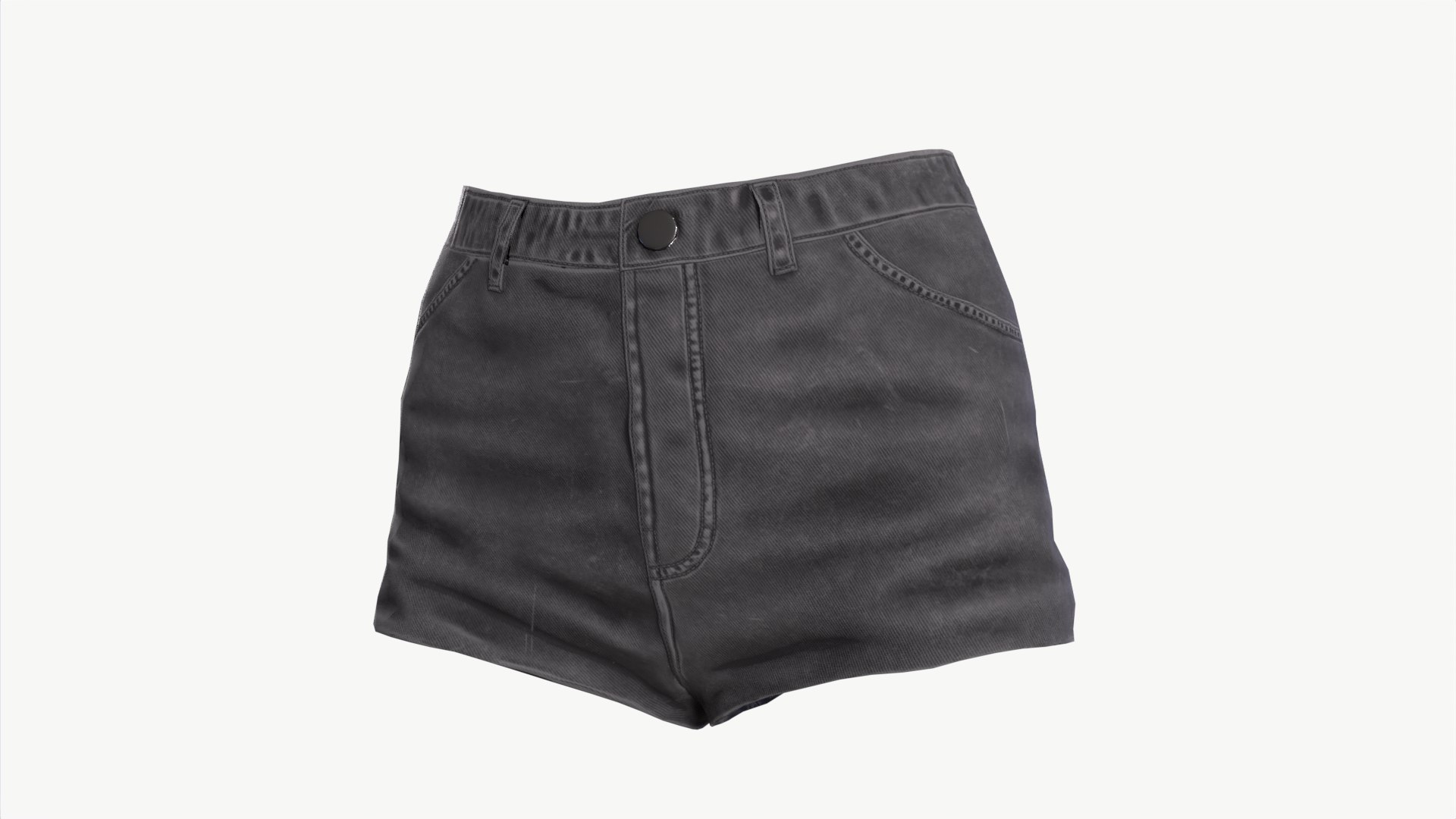 Female Jeans Grey Mini Shorts Denim Low-poly 3D Model 3D Model ...