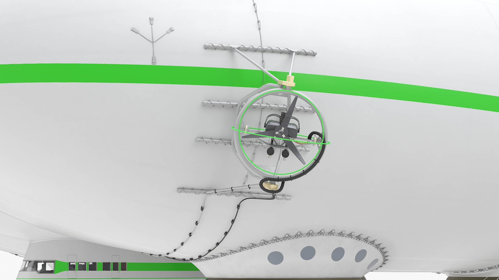 Futuristic Hybrid Transport Airship White With Interior Rigged For Maya ...