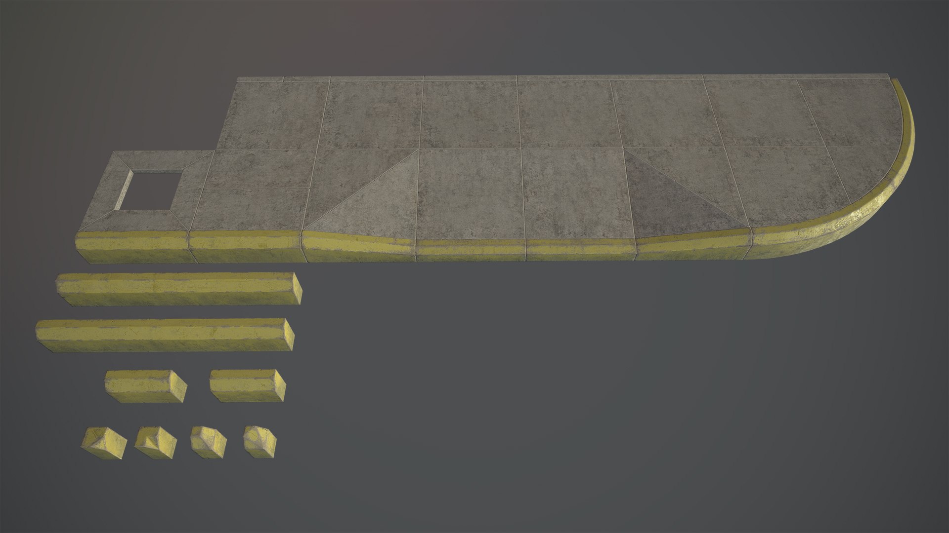 Modular set sidewalk - 3D - TurboSquid 1372327