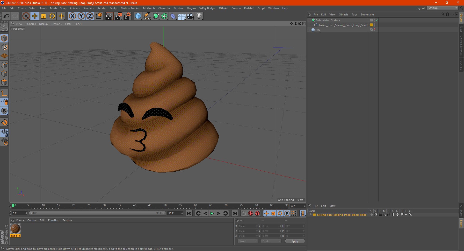 Kissing Face Smiling Poop Emoji Smile 3D Model - TurboSquid 1801235