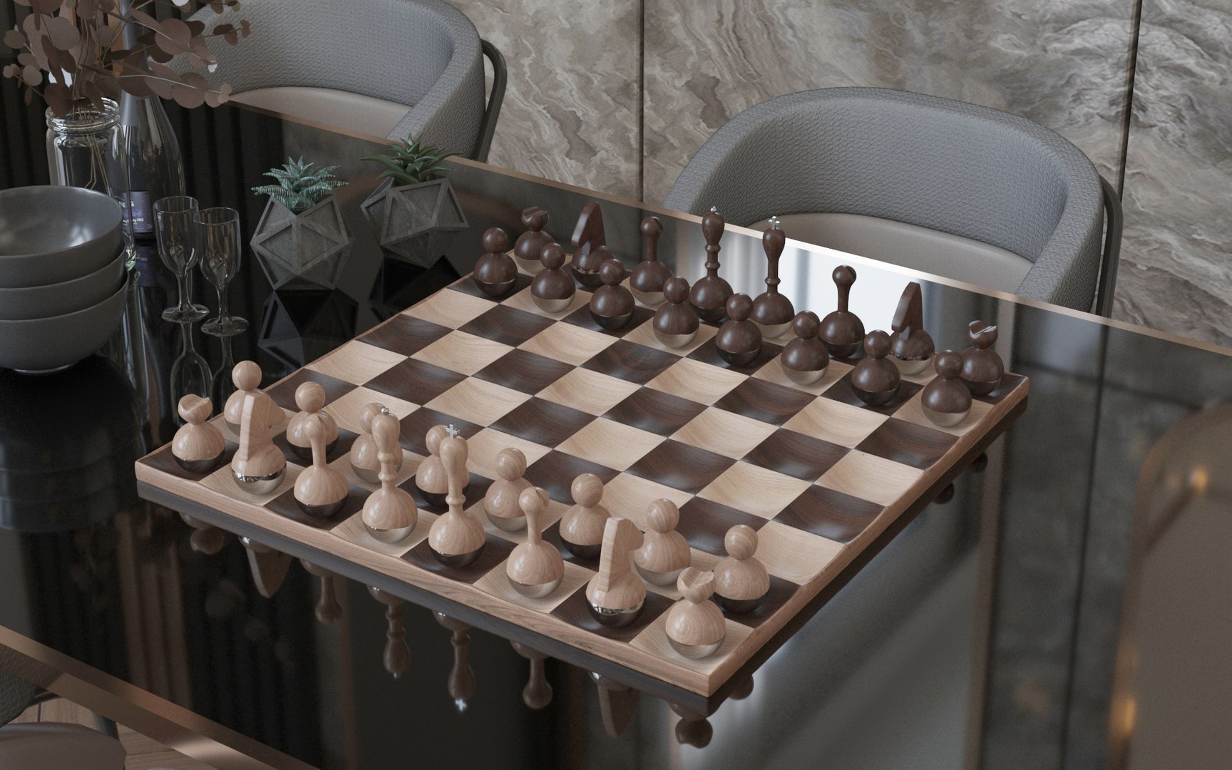 3D Chess Set Wobble model - TurboSquid 1966137