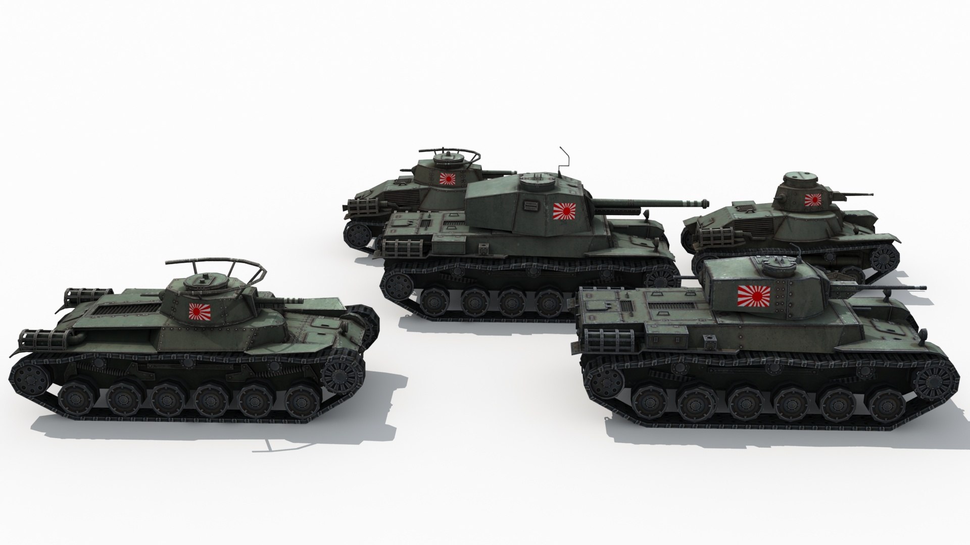 3D Japanese World War II Tanks 1 Model - TurboSquid 2123425