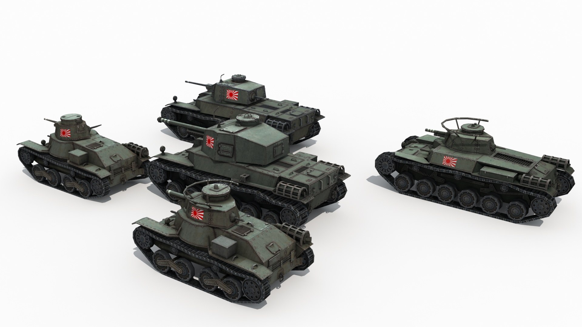 3D Japanese World War II Tanks 1 Model - TurboSquid 2123425