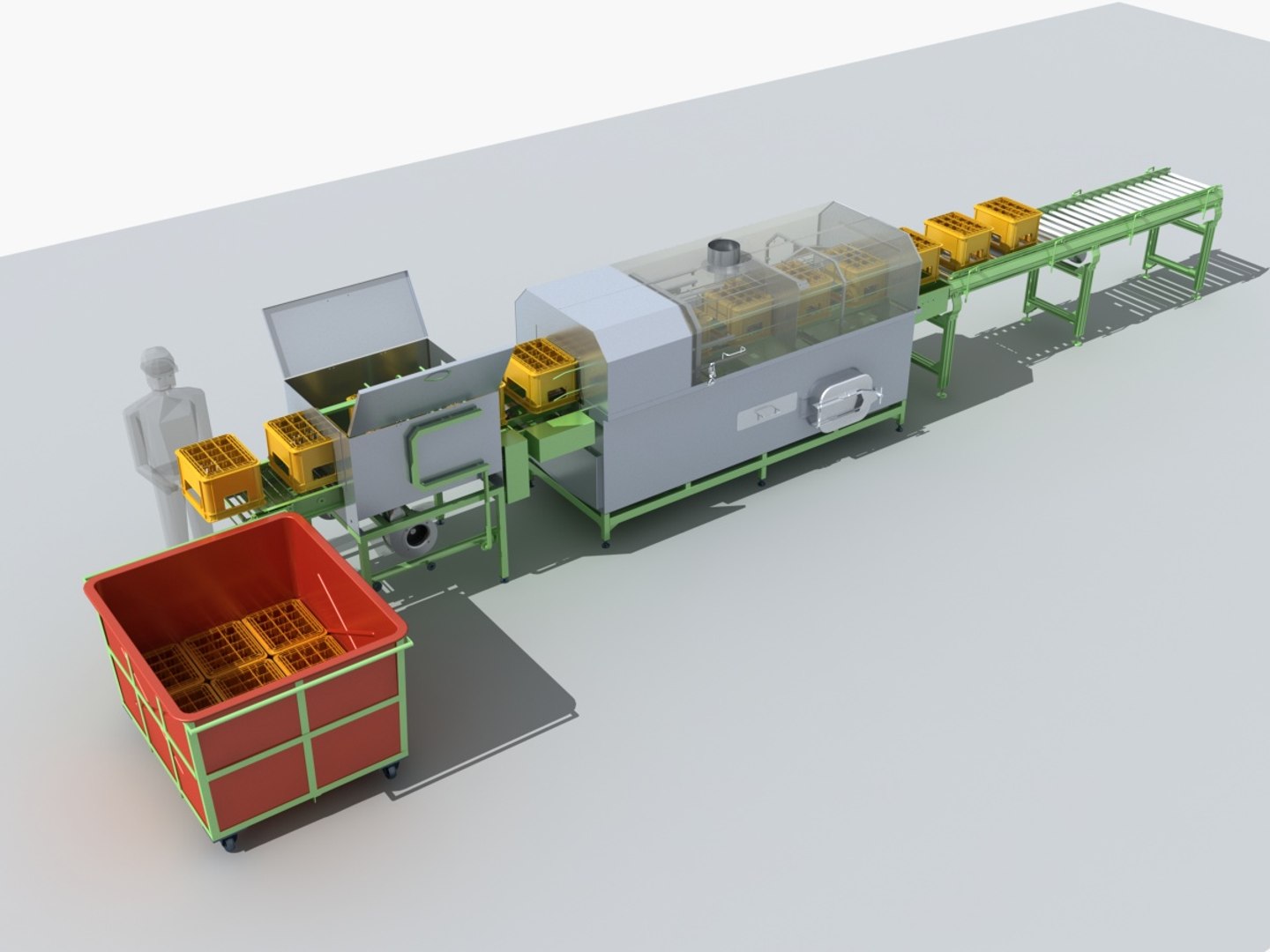 Industrial Equipment 8-Box Washing Machines Automatic Assembly Line 3D ...