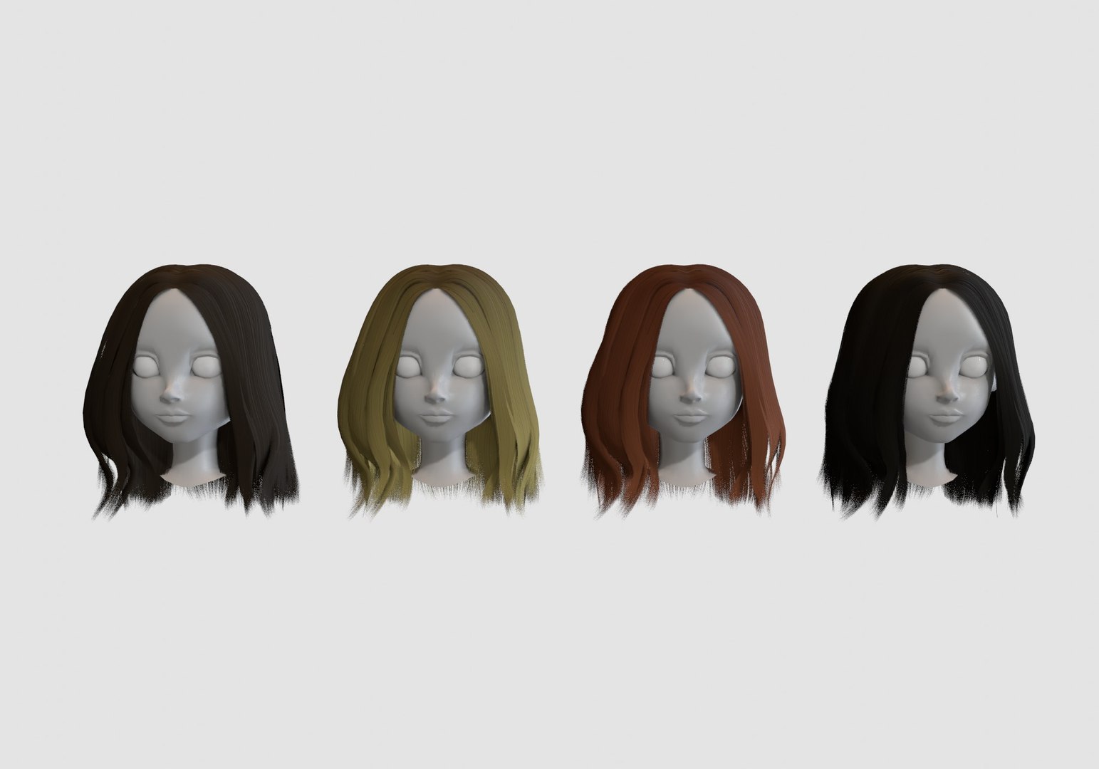 Hairstyle In 4 Colors 3D - TurboSquid 1899639