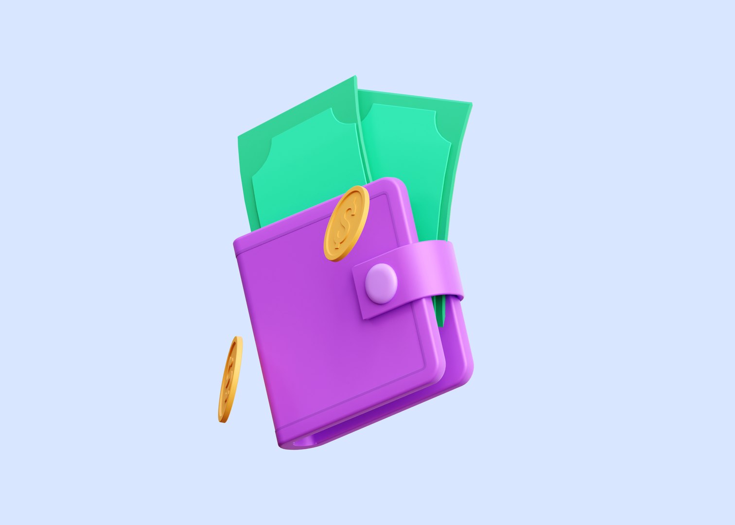 3D Wallet With Money 3D Illustration - TurboSquid 2230184