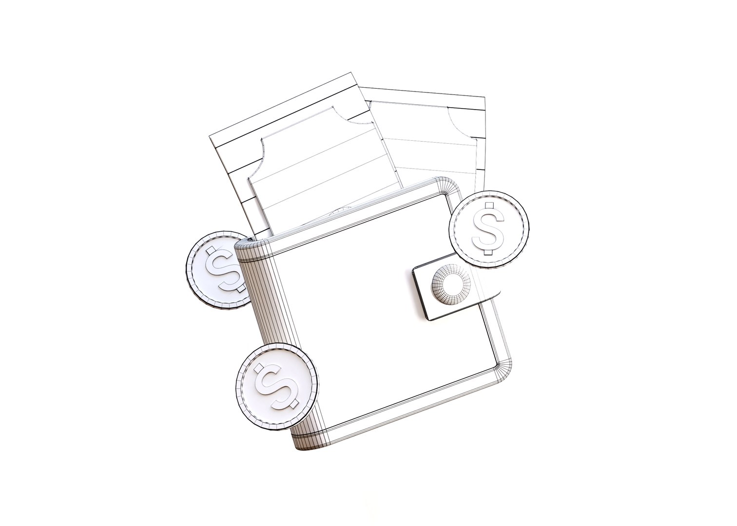 3D Wallet With Money 3D Illustration - TurboSquid 2230184