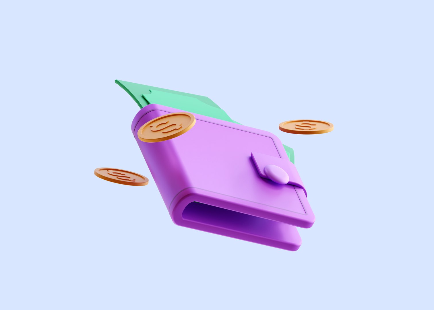 3D Wallet With Money 3D Illustration - TurboSquid 2230184