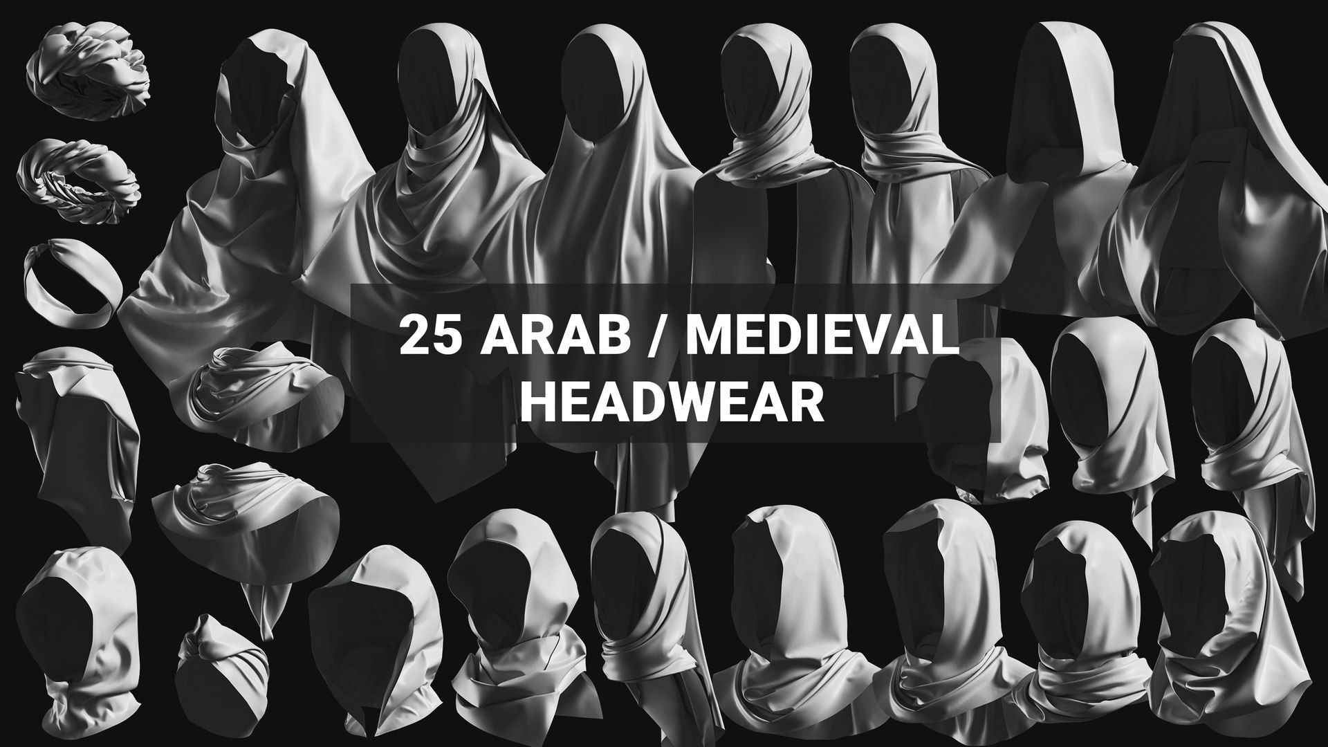 3D Basemesh Arab Medieval Headwear Collection Model - TurboSquid 2195541