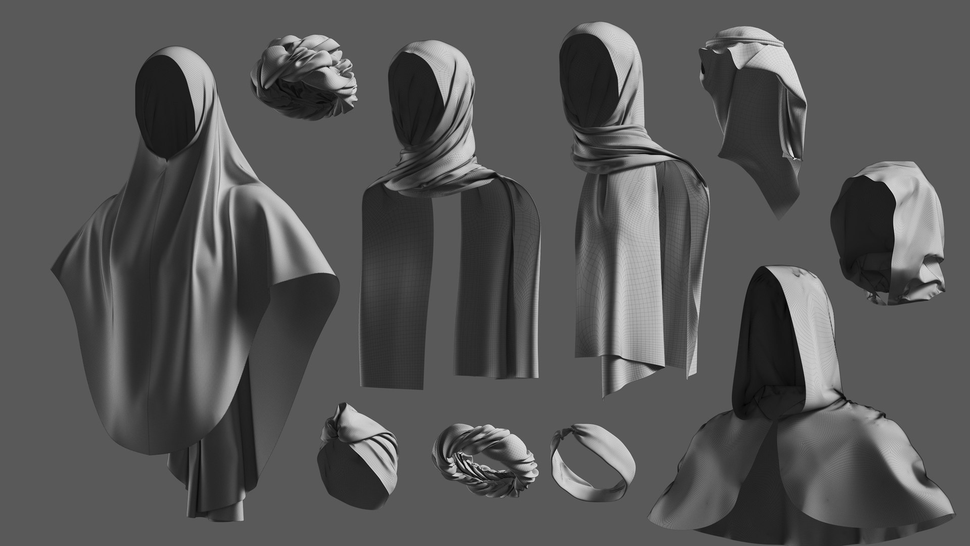 3D Basemesh Arab Medieval Headwear Collection Model - TurboSquid 2195541