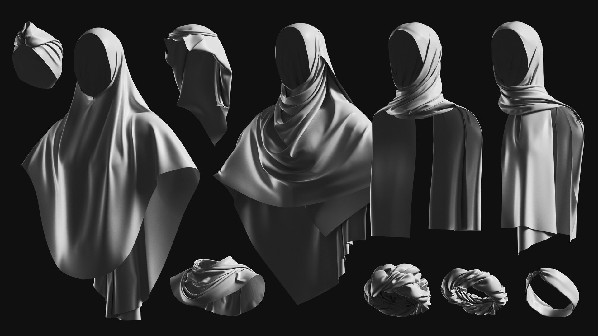 3D Basemesh Arab Medieval Headwear Collection Model - TurboSquid 2195541