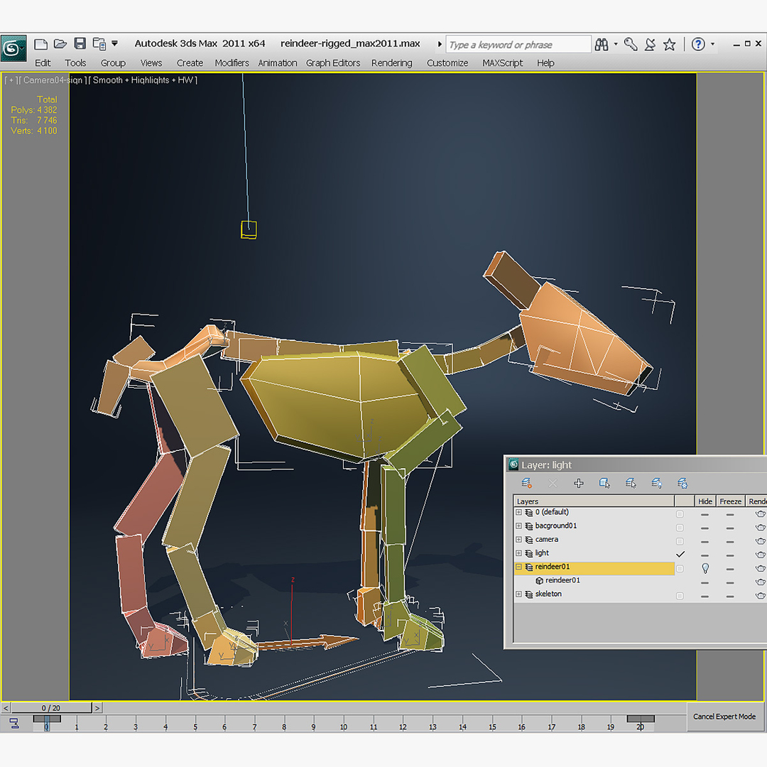 rigged reindeer deer 3d model