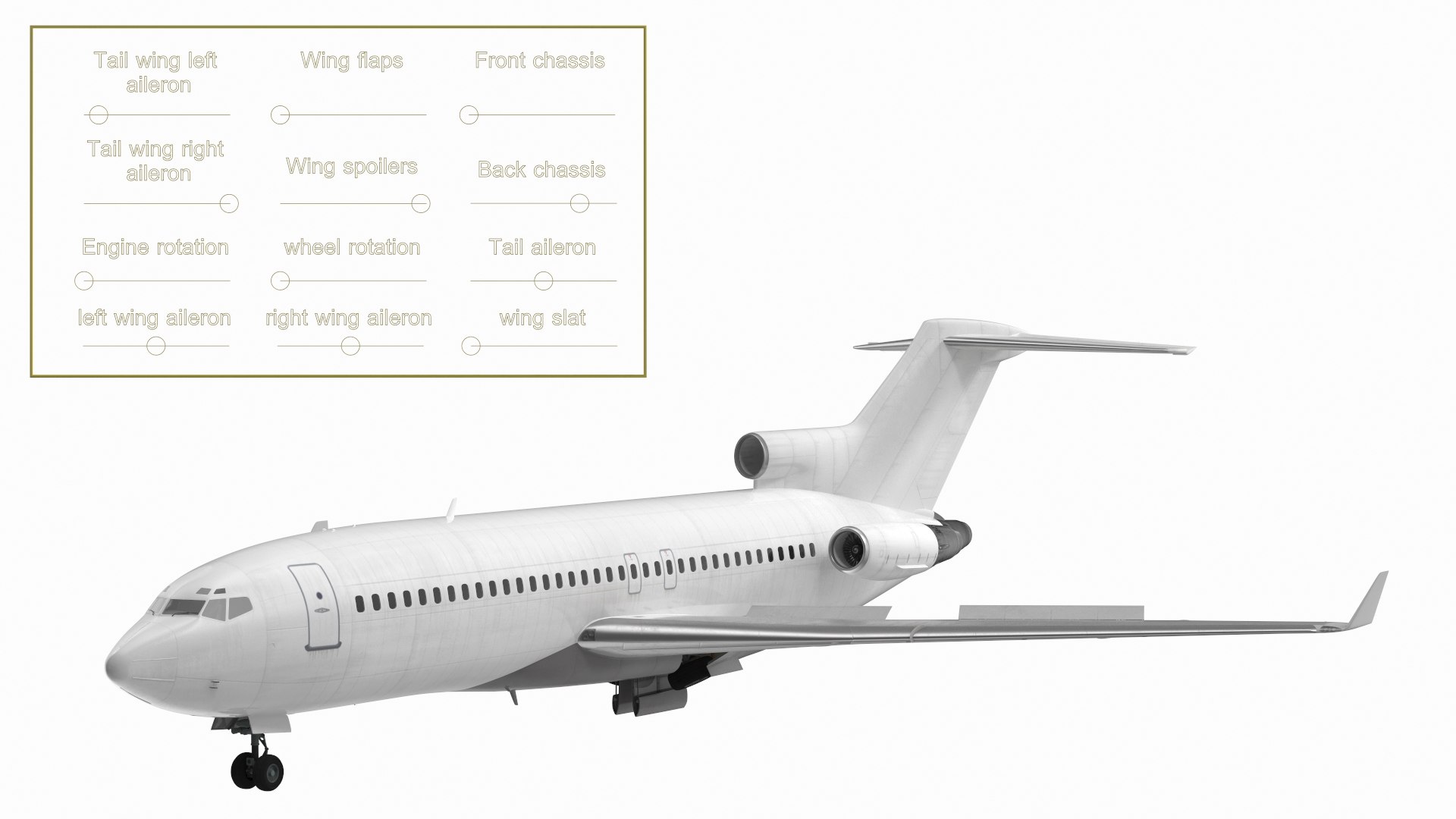 Boeing 727 100 Private Generic Maintained In Aircraft Hangar Rigged 3D ...