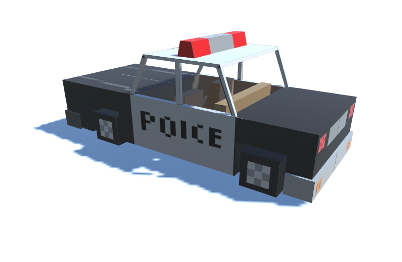 Fbx Minecraft Style Police Car