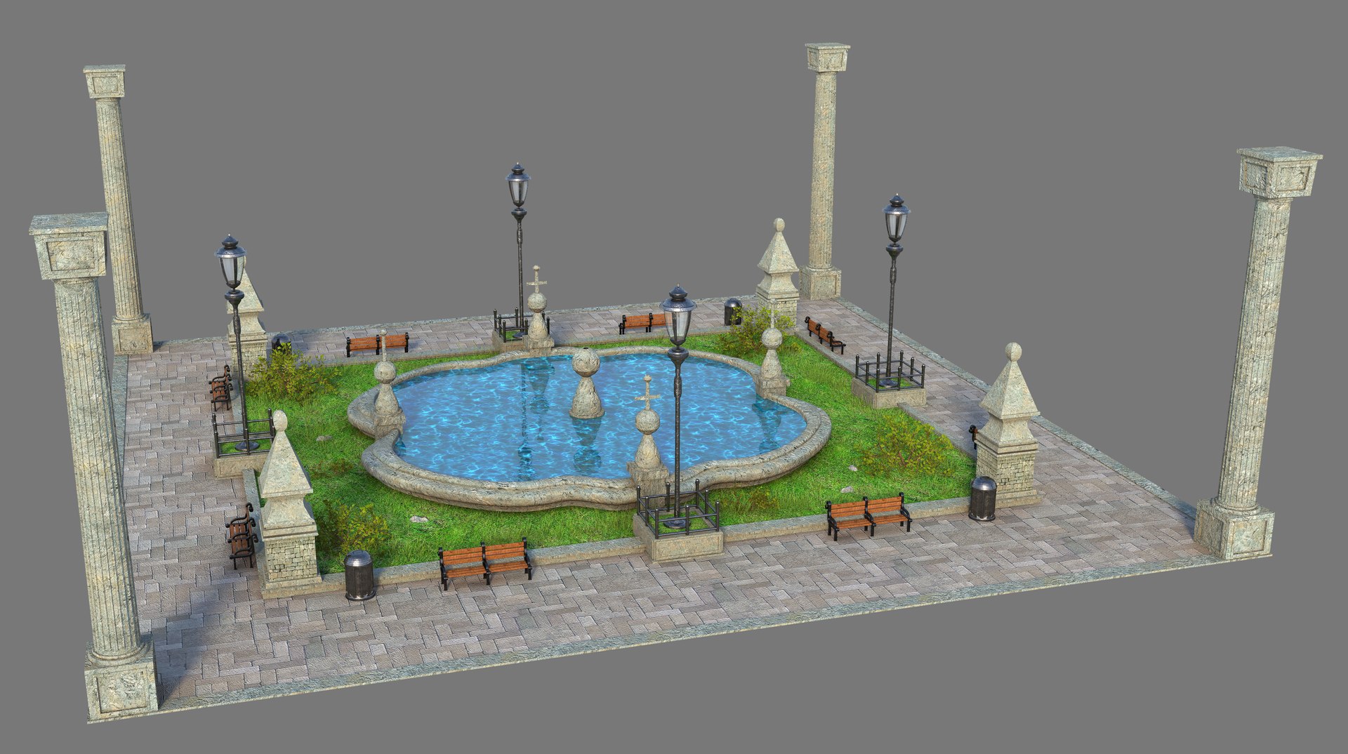 Garden Fountain Fount Model - TurboSquid 1403234