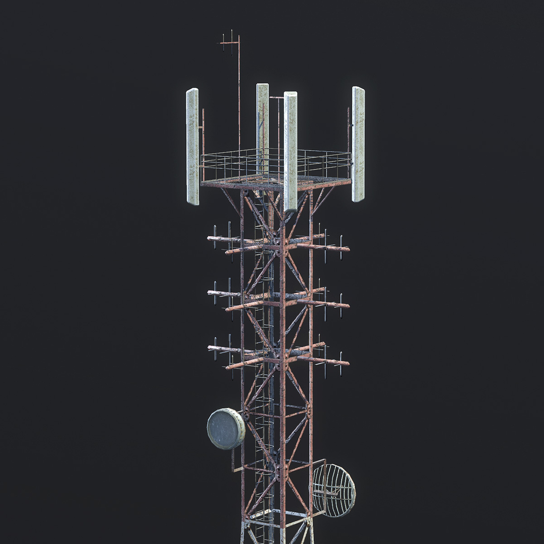 Low-poly communication tower model - TurboSquid 1428992
