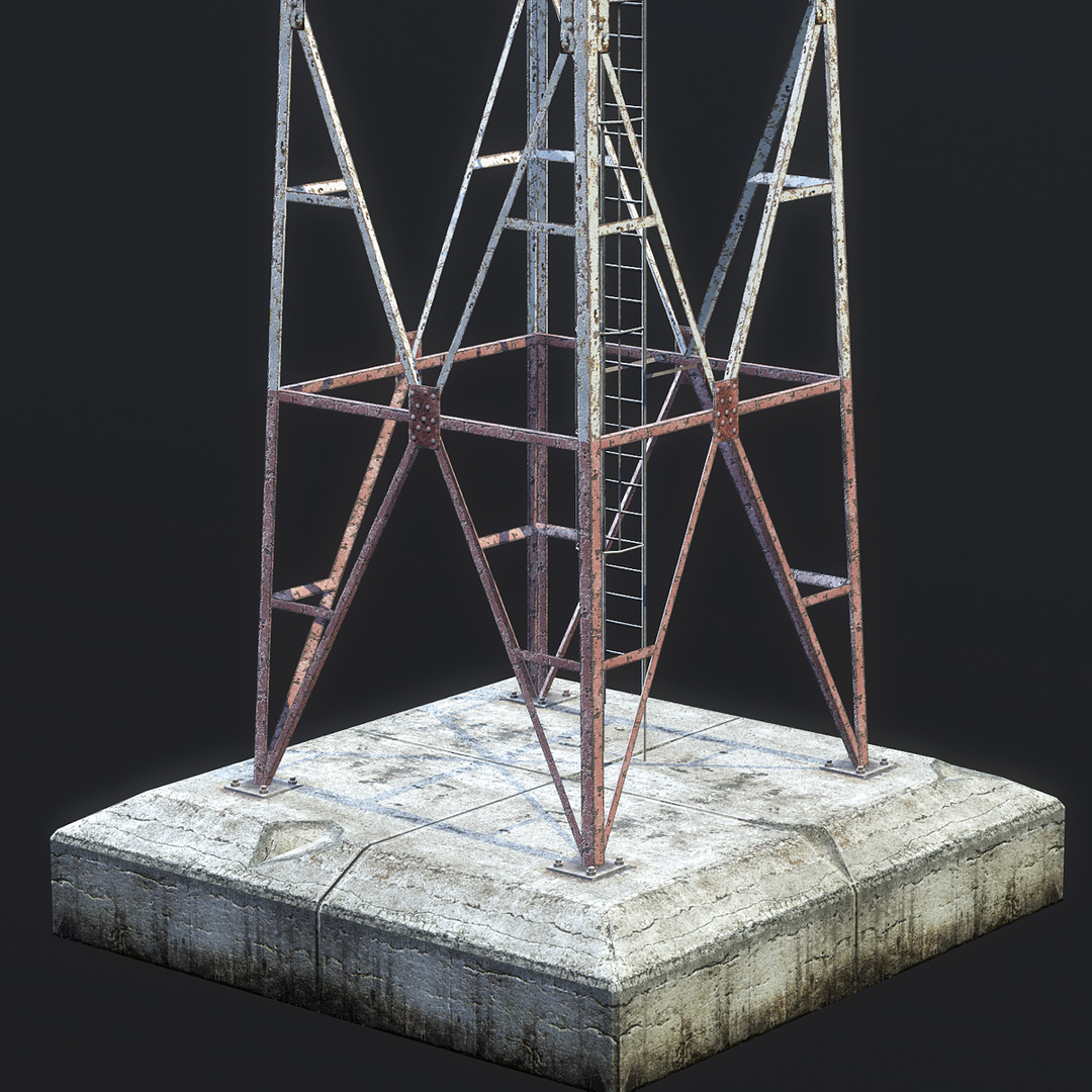 Low-poly communication tower model - TurboSquid 1428992