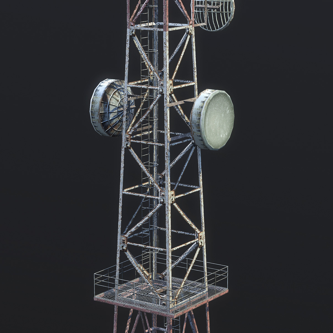 Low-poly communication tower model - TurboSquid 1428992
