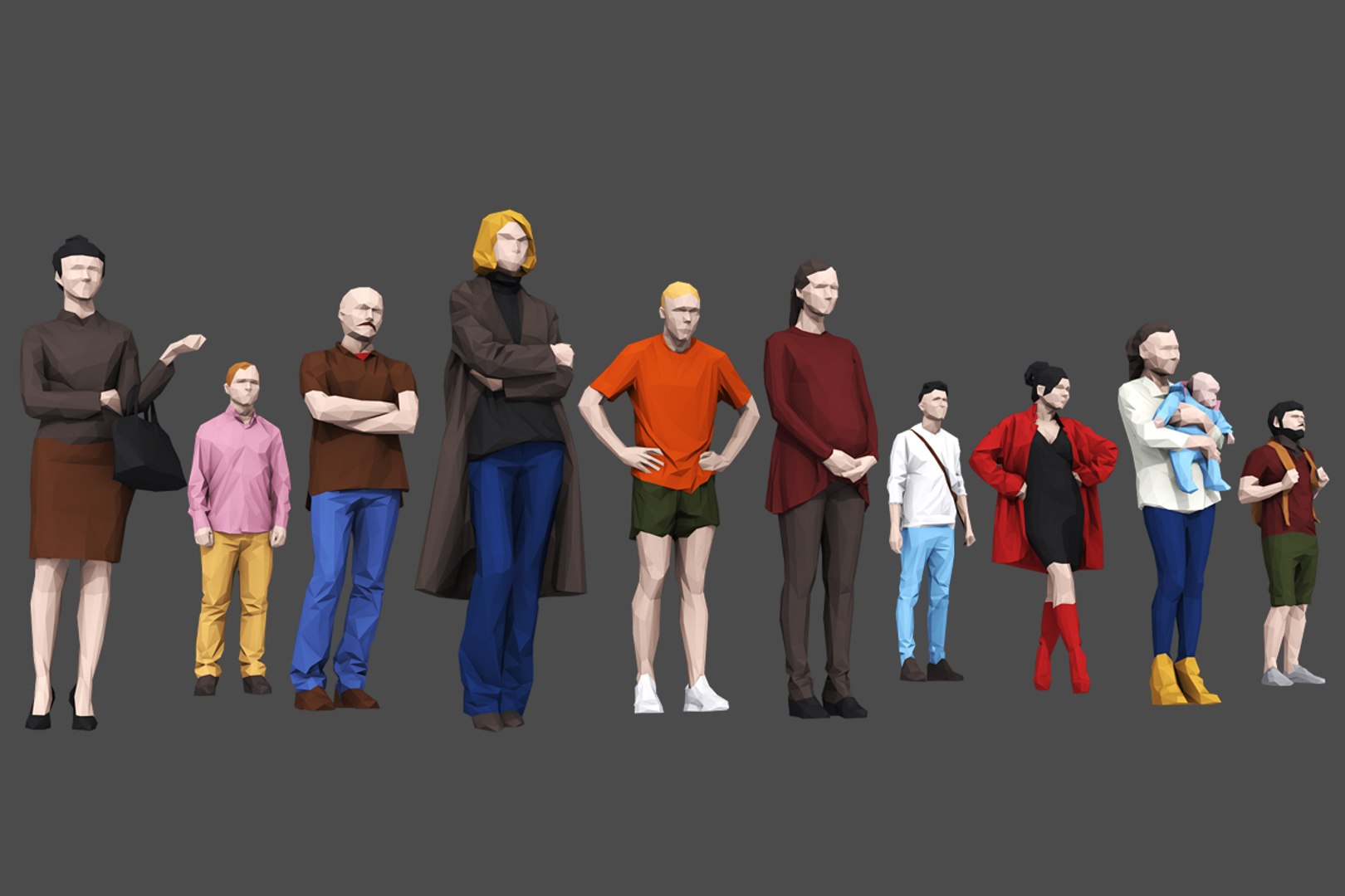 Colored people 5 3D model - TurboSquid 1155265