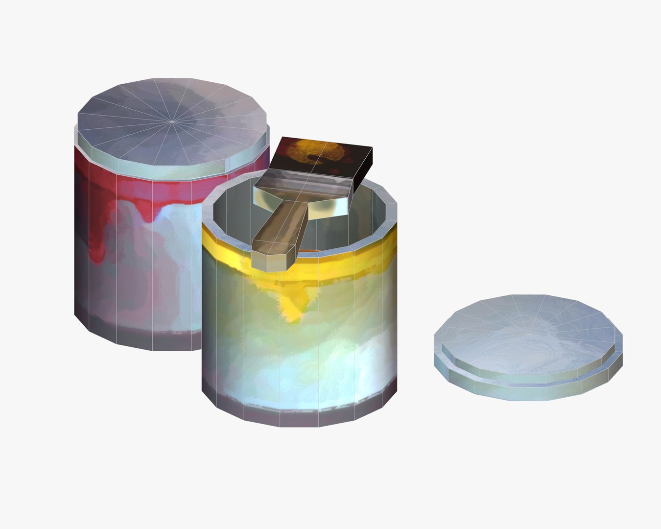 Stylized Paint Cans With A Brush Hand Painted Low Poly Models 3D Model ...