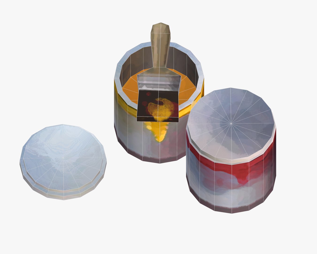 Stylized Paint Cans With A Brush Hand Painted Low Poly Models 3D Model ...
