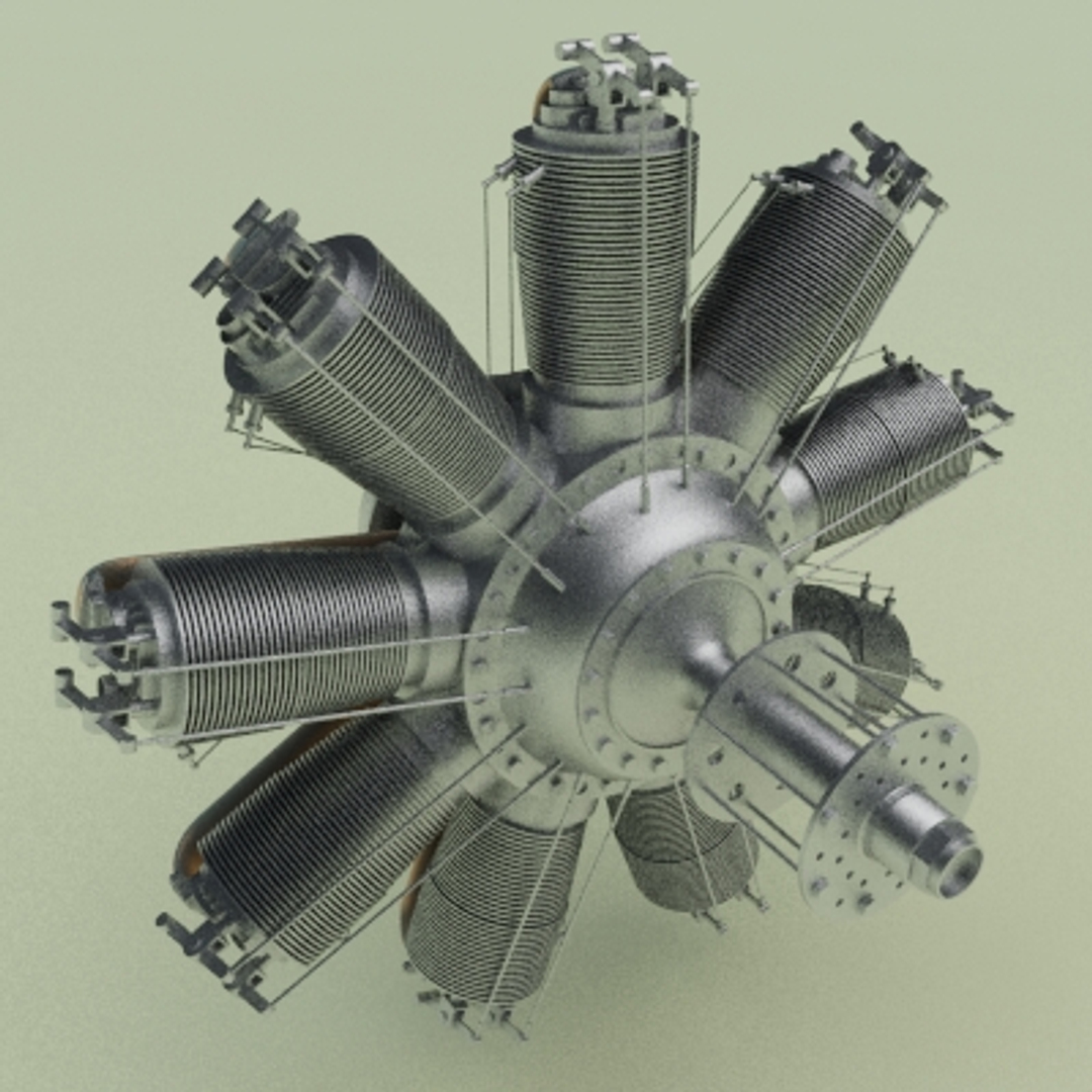 ww1 clerget rotary engine 3d max