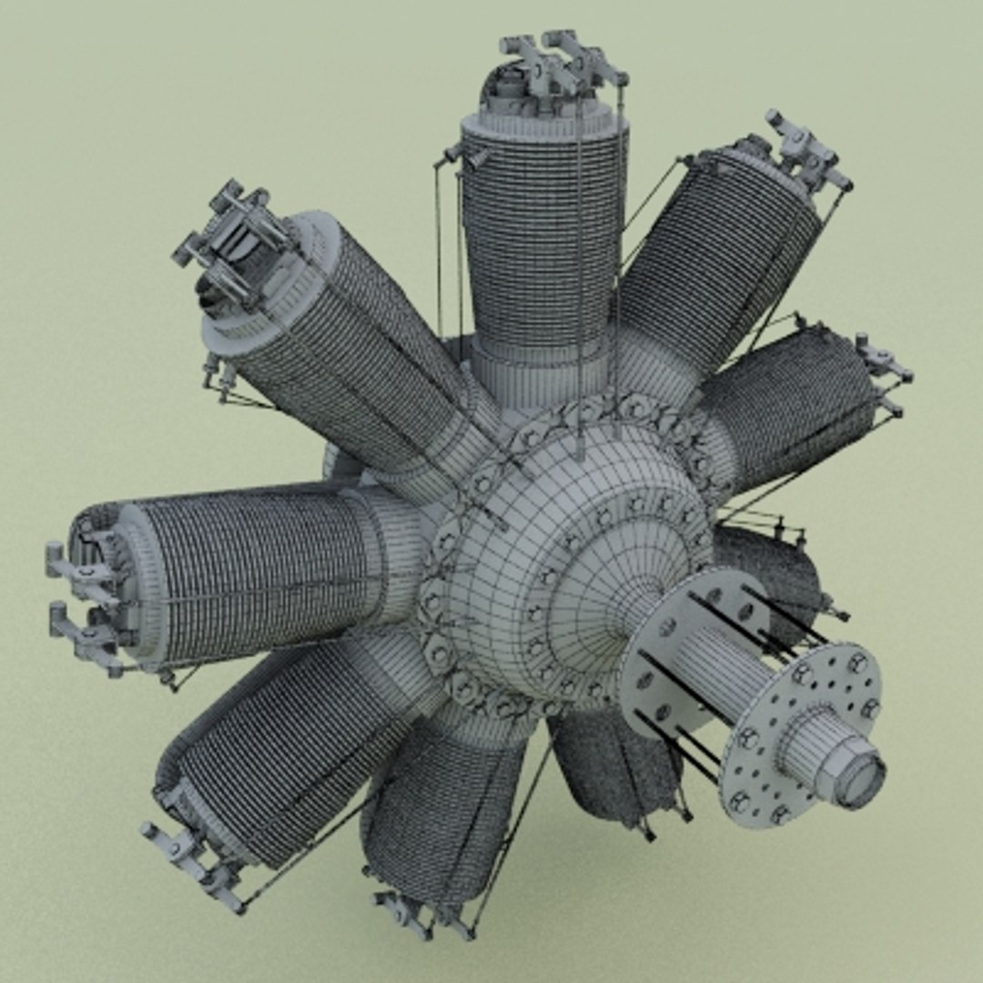 Ww1 Clerget Rotary Engine 3d Max