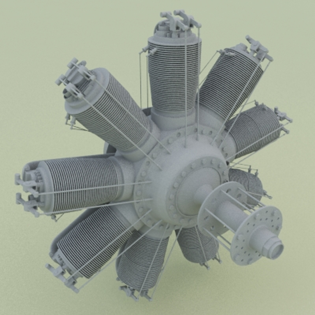 ww1 clerget rotary engine 3d max